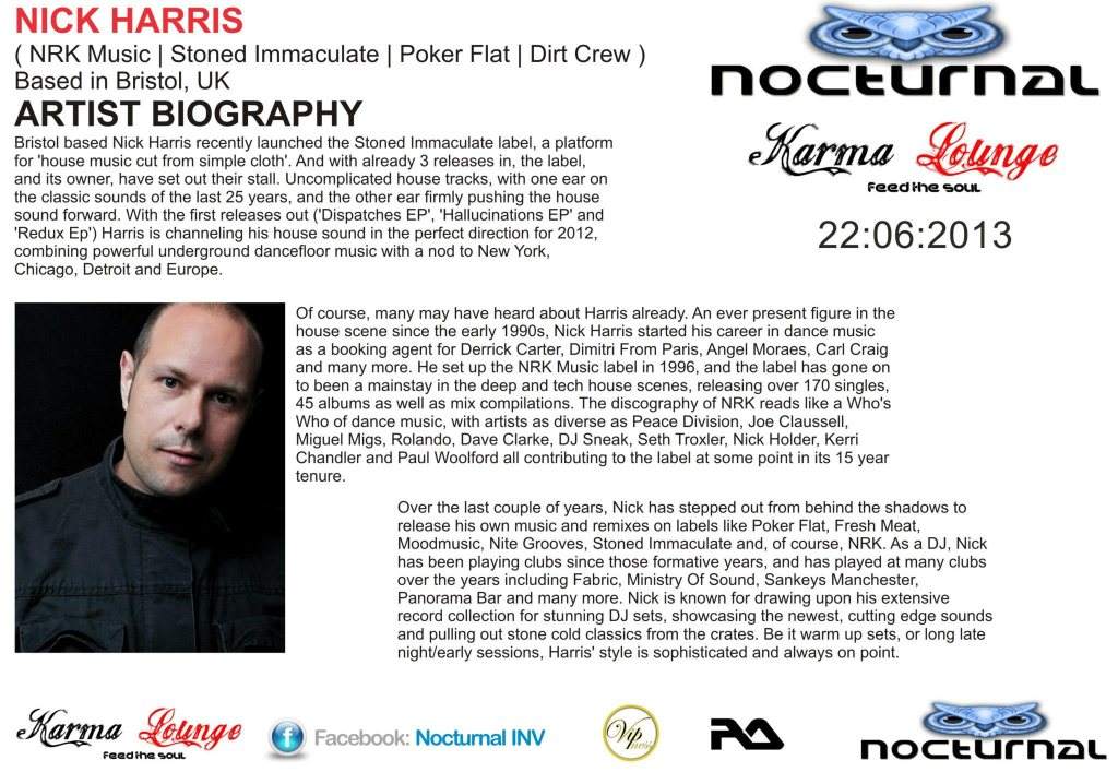 Nocturnal INV presents Nick Harris (NRK) at Karma Lounge, Scotland