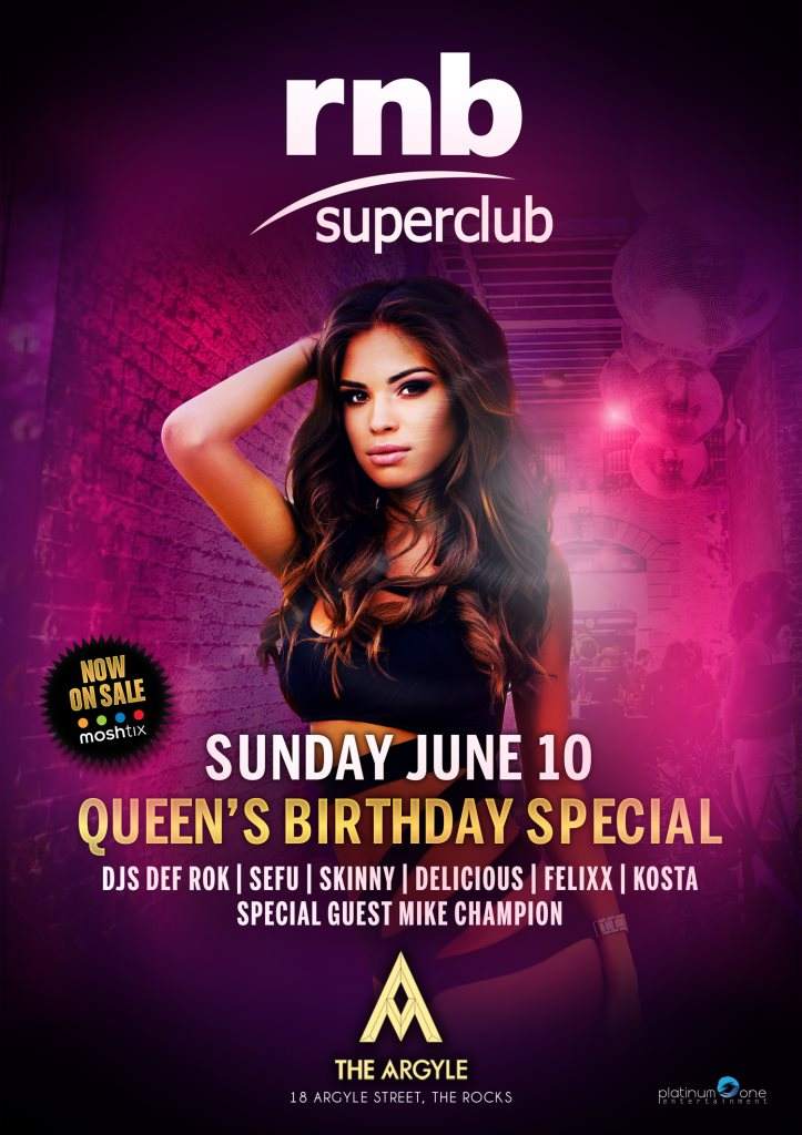 Rnb Superclub - Queens Birthday Long Weekend Special en The Argyle, Sydney