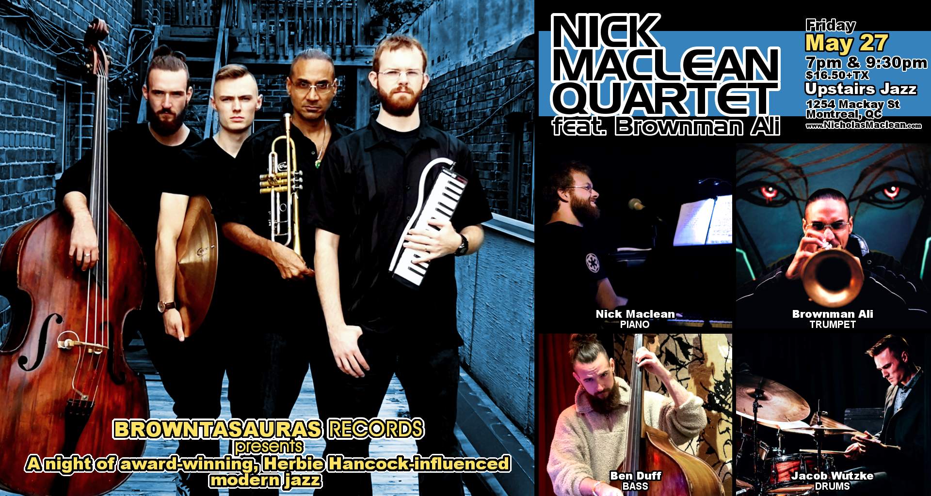 NICK MACLEAN QUARTET feat. BROWNMAN ALI (Montreal) at Upstairs Jazz Bar ...