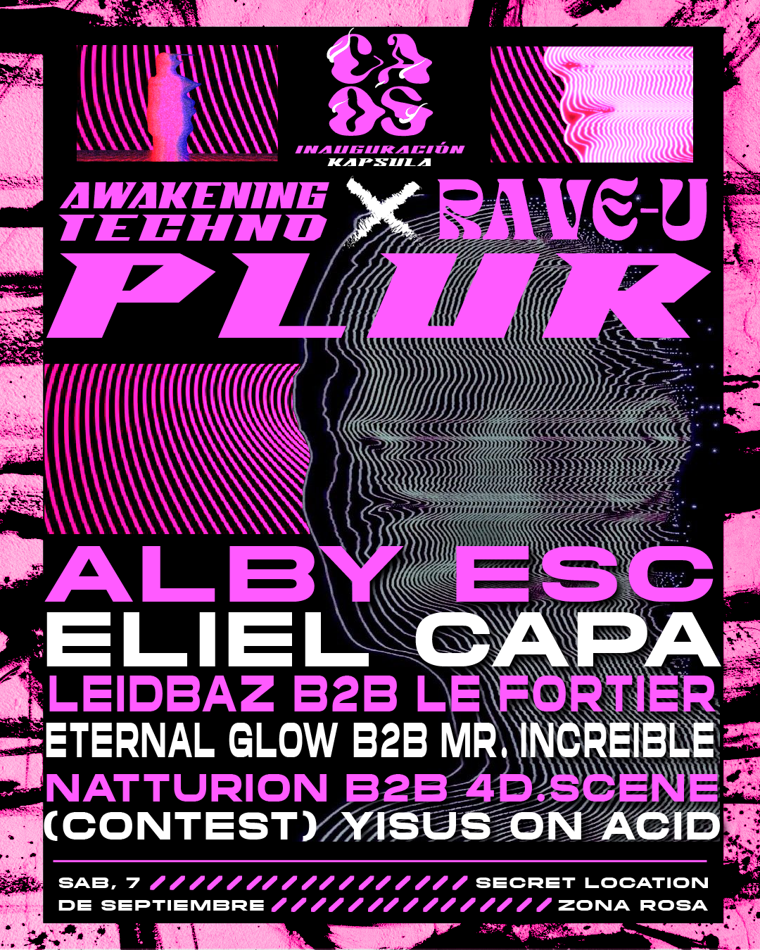 PLUR Awakening Techno X Rave U en TBA - ZONA ROSA, CDMX/Ciudad de México