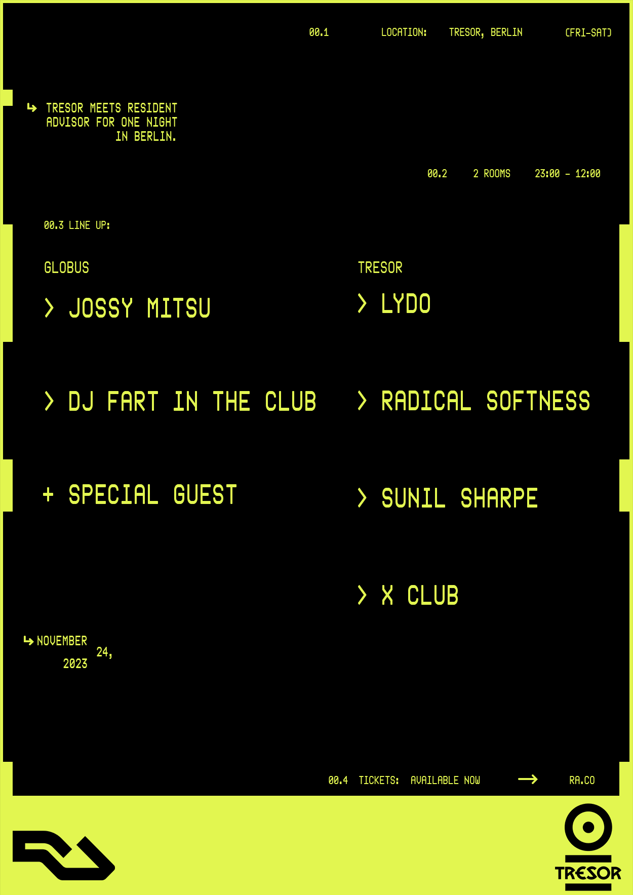 Tresor meets Resident Advisor a Tresor / Globus, Berlino