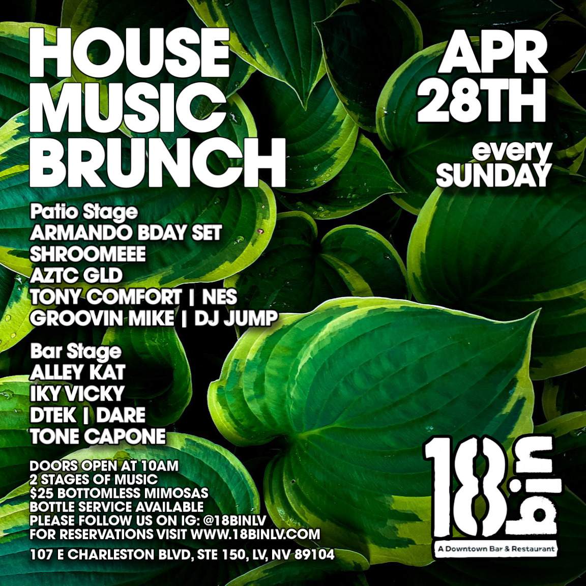 HOUSE MUSIC BRUNCH at 18 Bin, Las Vegas