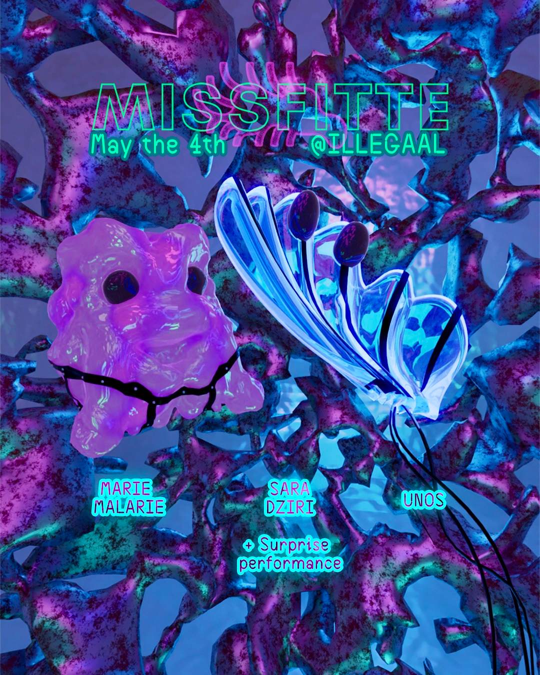 MISSFITTE with Marie Malarie~Sara Dziri~UNOS at Illegaal, Brussels