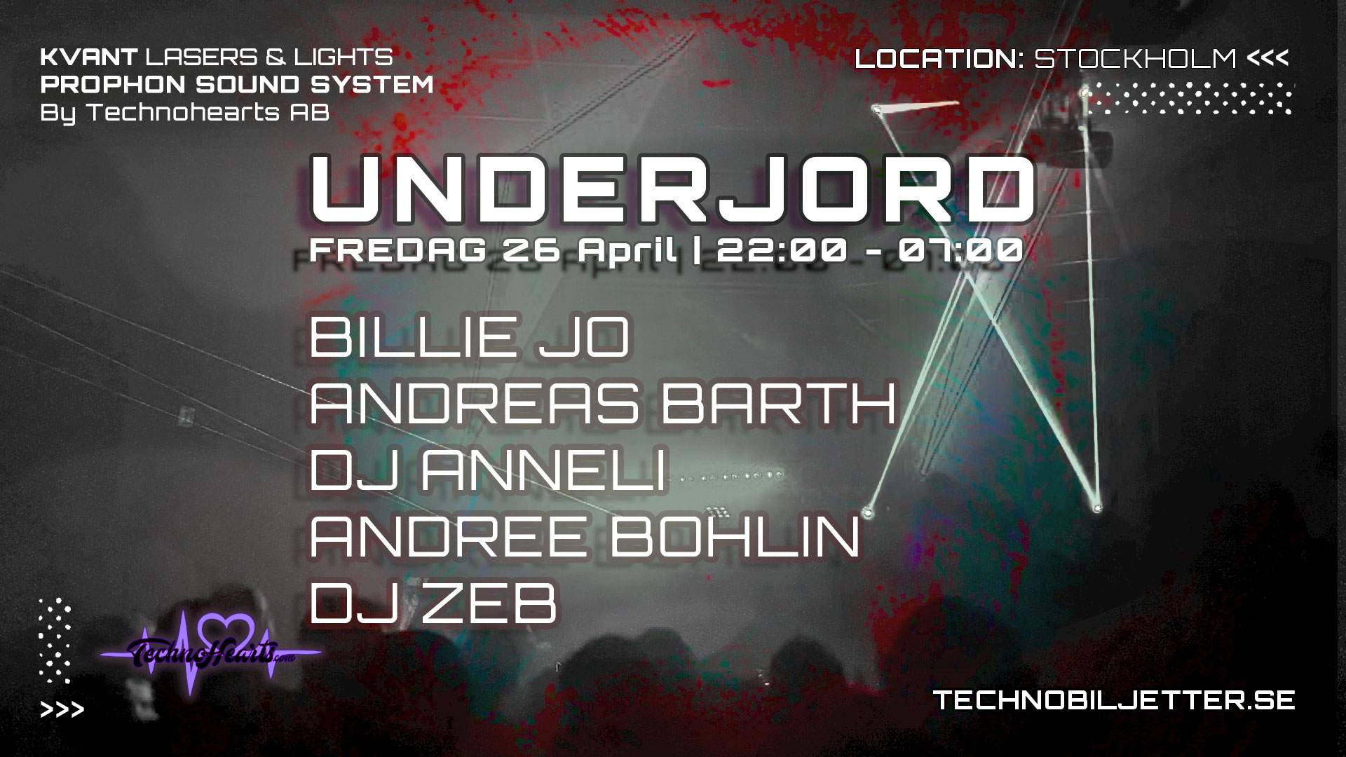 UNDERJORD at TBA - LOCATION IN SAME EMAIL AS TICKETS, Stockholm