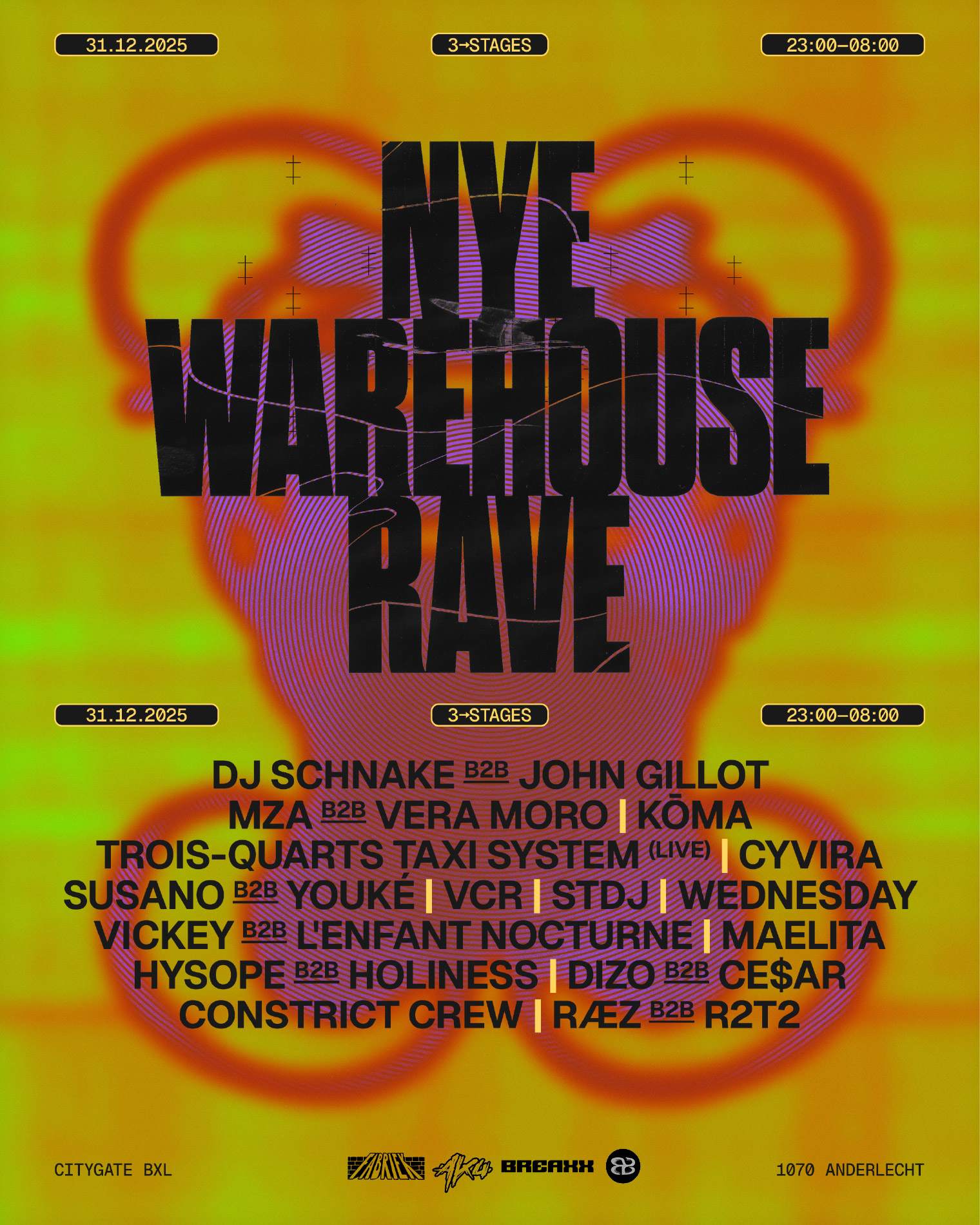 New Year Warehouse Rave (3 Stages) at La Fabriek, Brussels