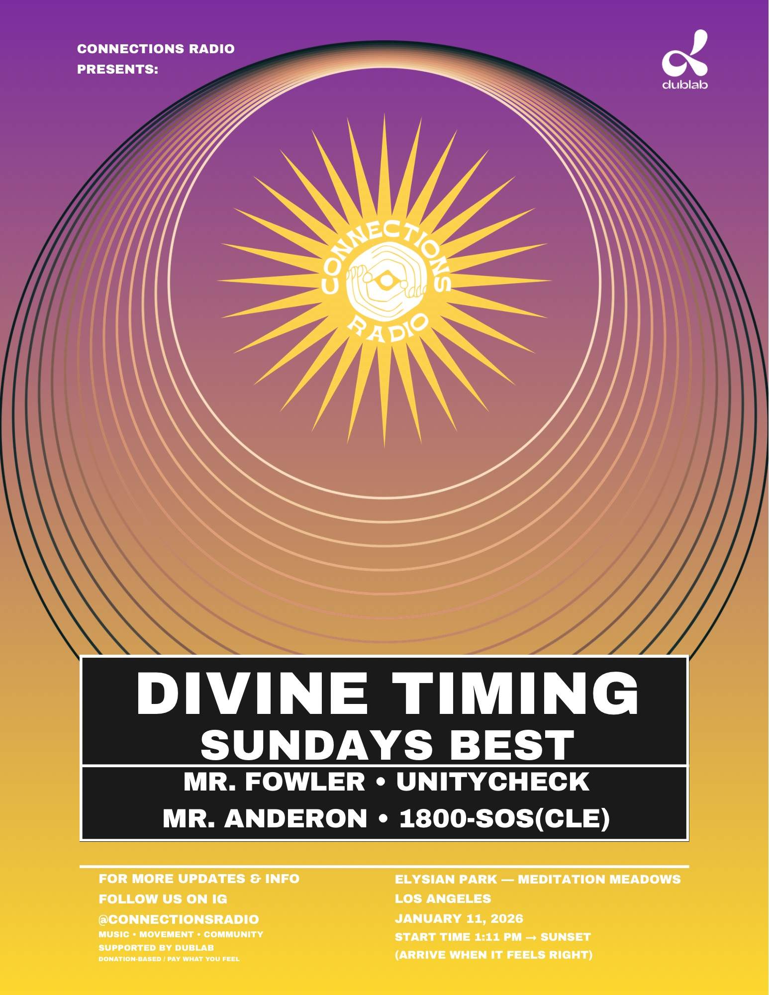 Connections Radio presents: Divine Timing • Sundays Best at Elysian ...