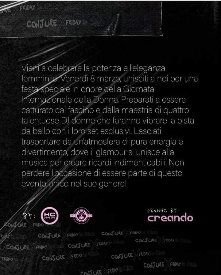 Conjure x Friday is Club FIC at Discoteca Paradiso, Naples