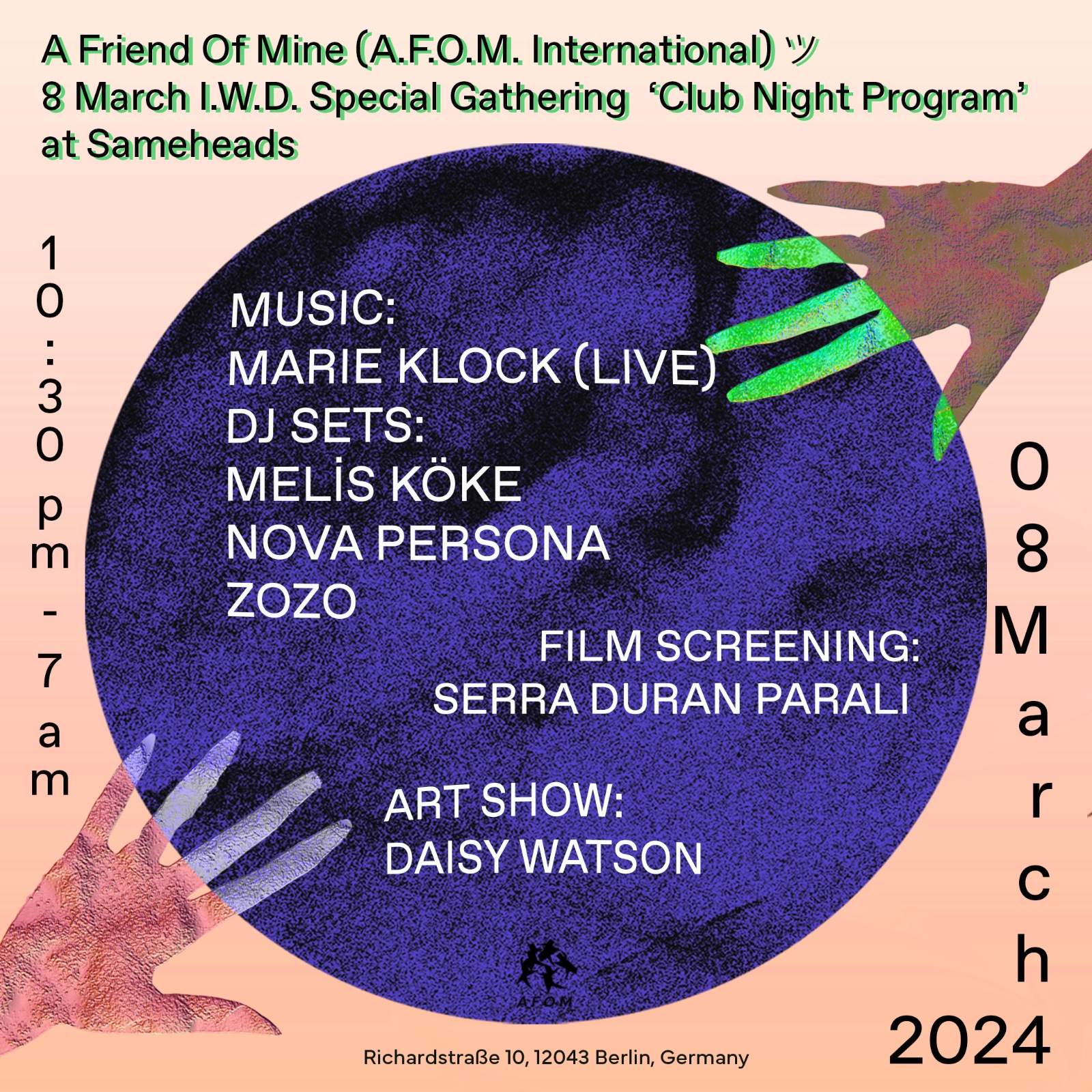 AFOM presents Marie Klock LIVE, Melis Köke, Nova Persona, Zozo at ...