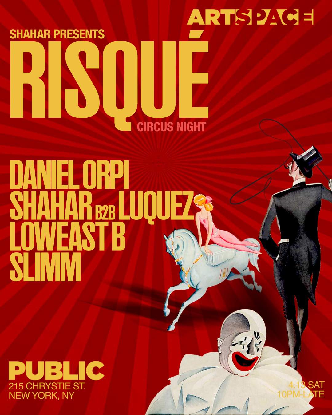 Shahar presents Risqué circus night W Daniel Orpi at Public Arts, New York