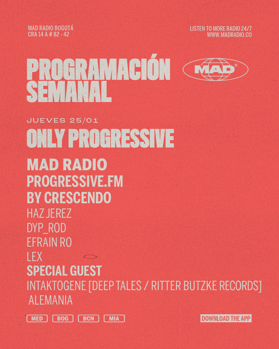 ONLY PROGRESSIVE at Mad Radio Bogotá, Bogotá