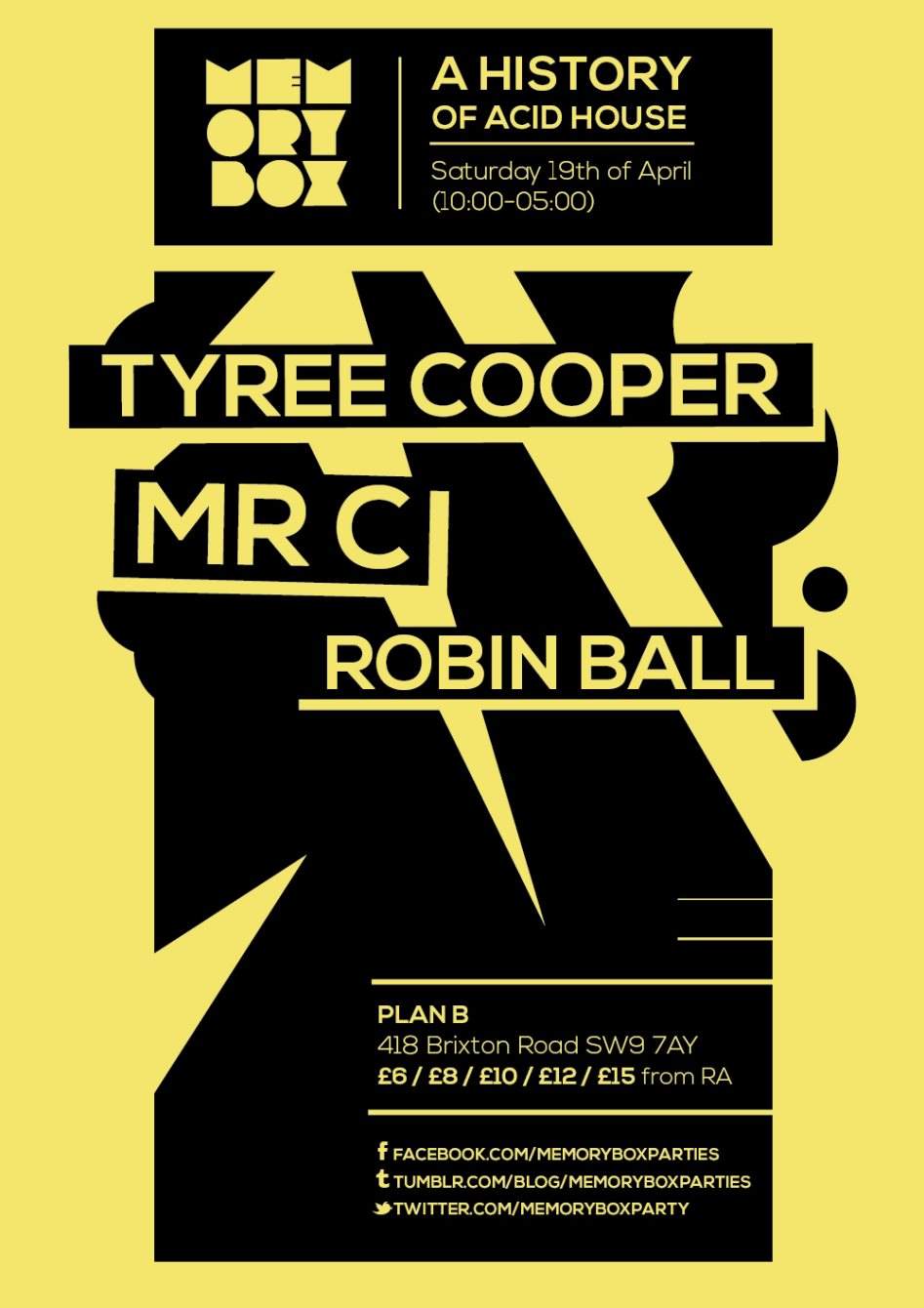 Memory Box 'A History Of Acid House' with Mr C & Tyree Cooper bei Plan B, London