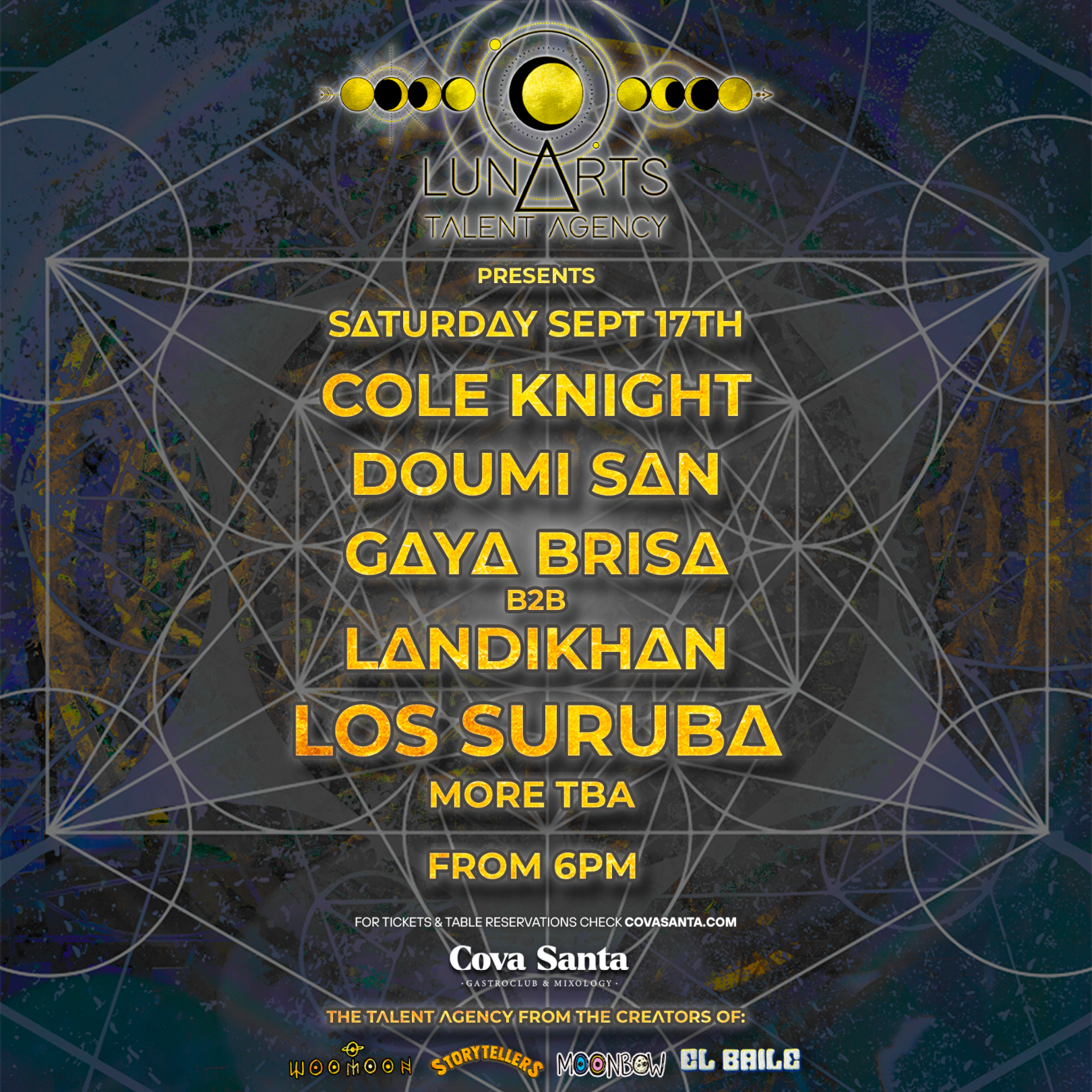 LUNARTS presents Los Suruba, Cole Knight, GAYA BRISA b2b Landikhan ...