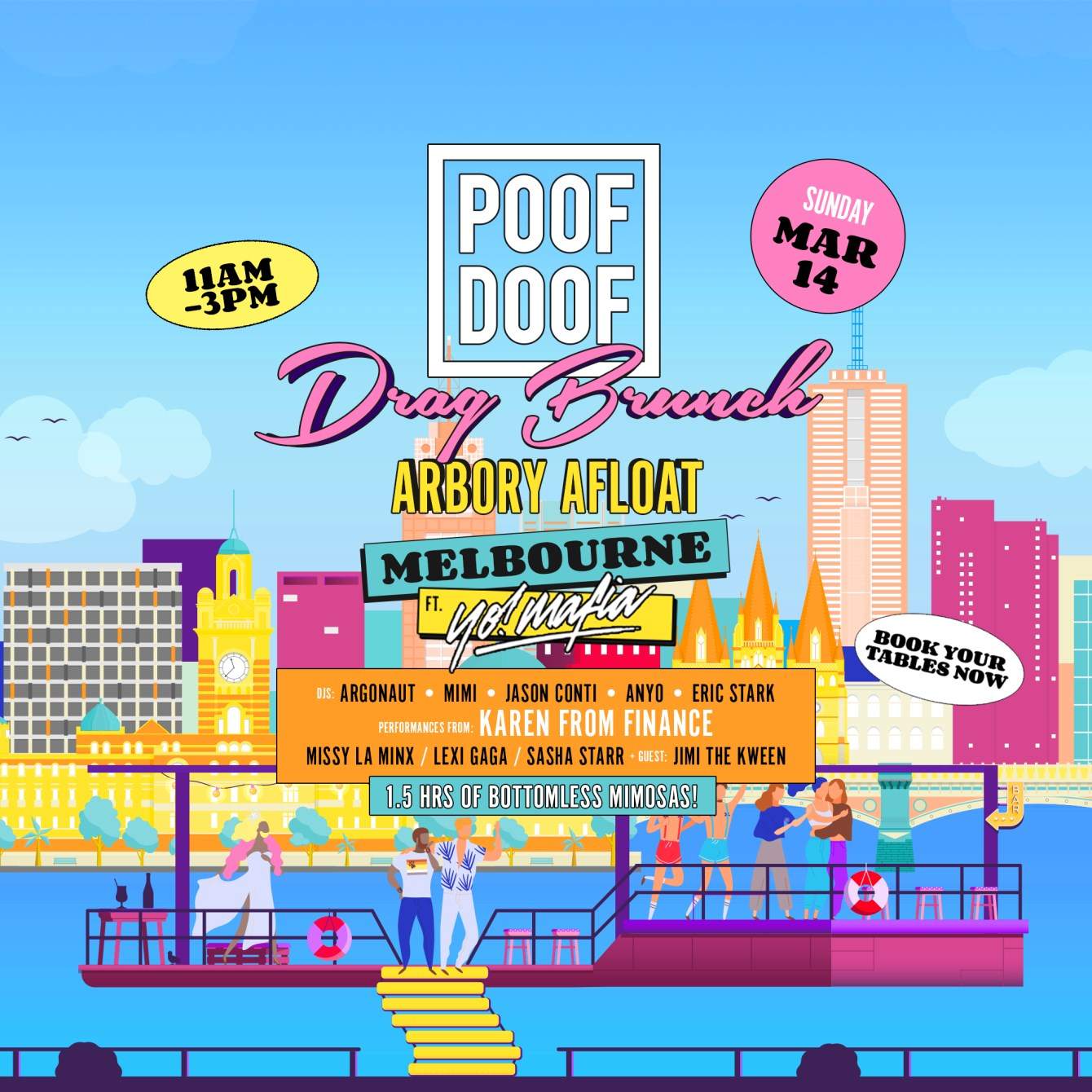 Poof Doof Melbourne: Drag Brunch at Arbory Afloat, Melbourne