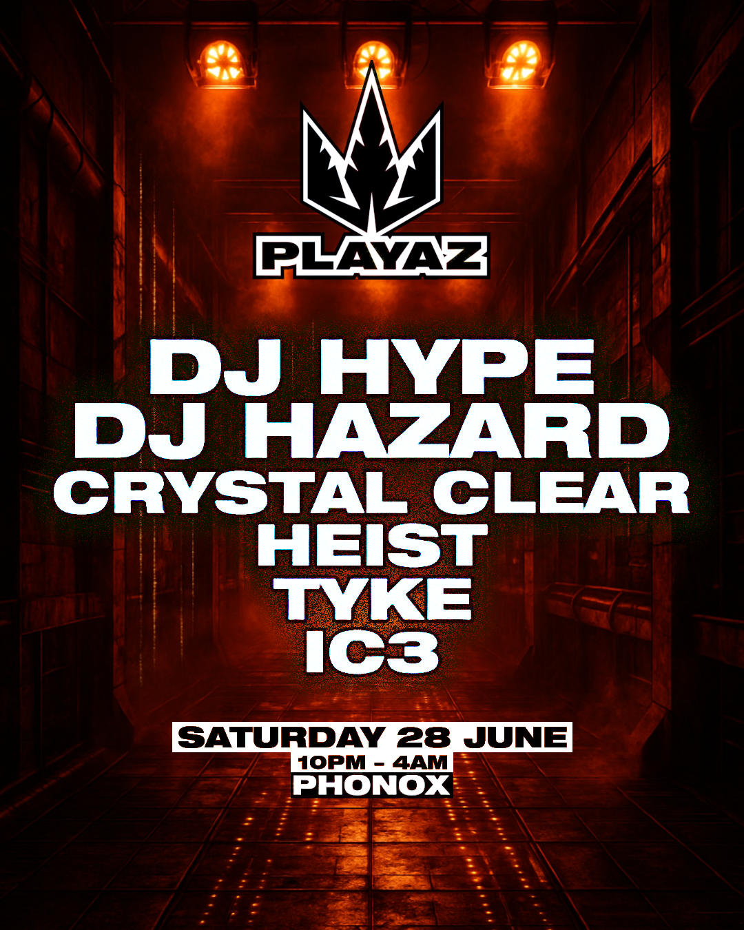 Playaz: DJ Hype b2b DJ Hazard, Crystal Clear, Heist, Tyke, IC3 at Phonox, London
