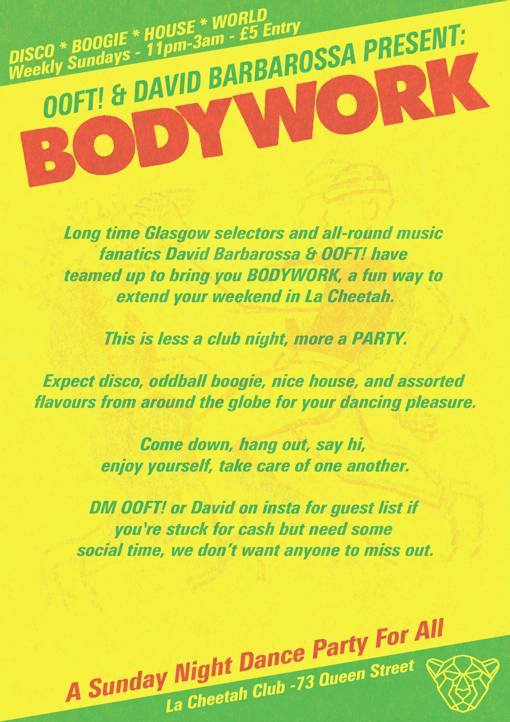 BODYWORK with OOFT! & David Barbarossa at La Cheetah Club, Glasgow