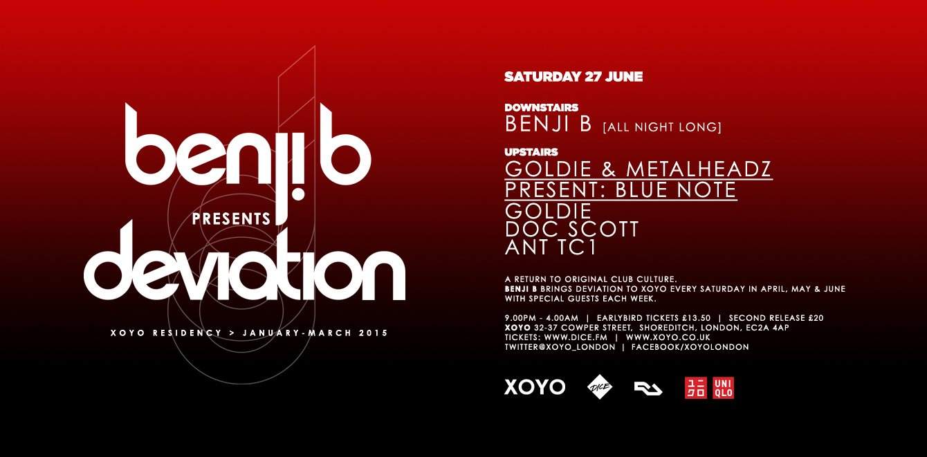 Benji B (All Night Long)+ Room 2: Goldie & Metalheadz present Blue Note ...