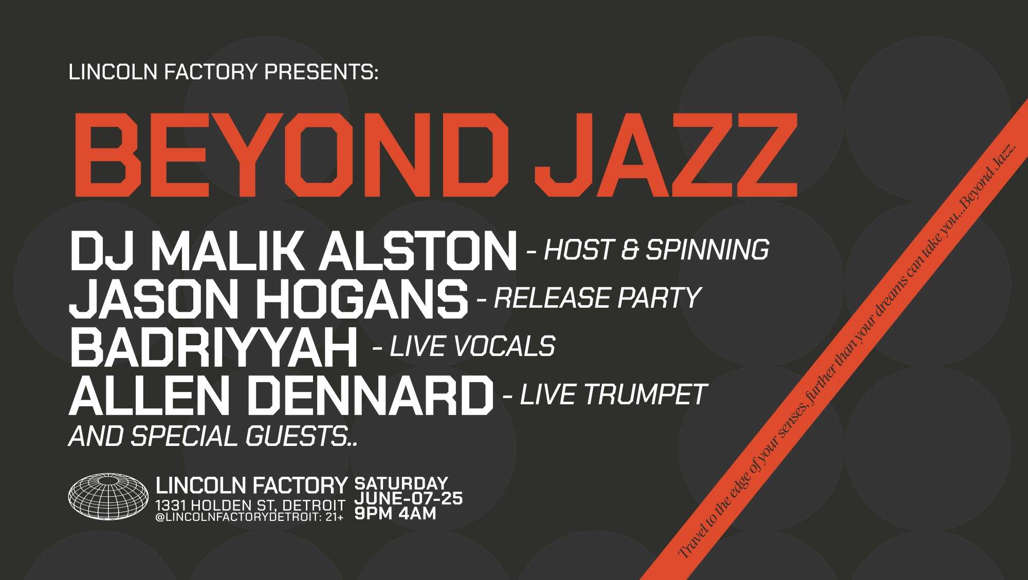 BEYOND JAZZ: Saturday Night Edition at Lincoln Factory, Detroit