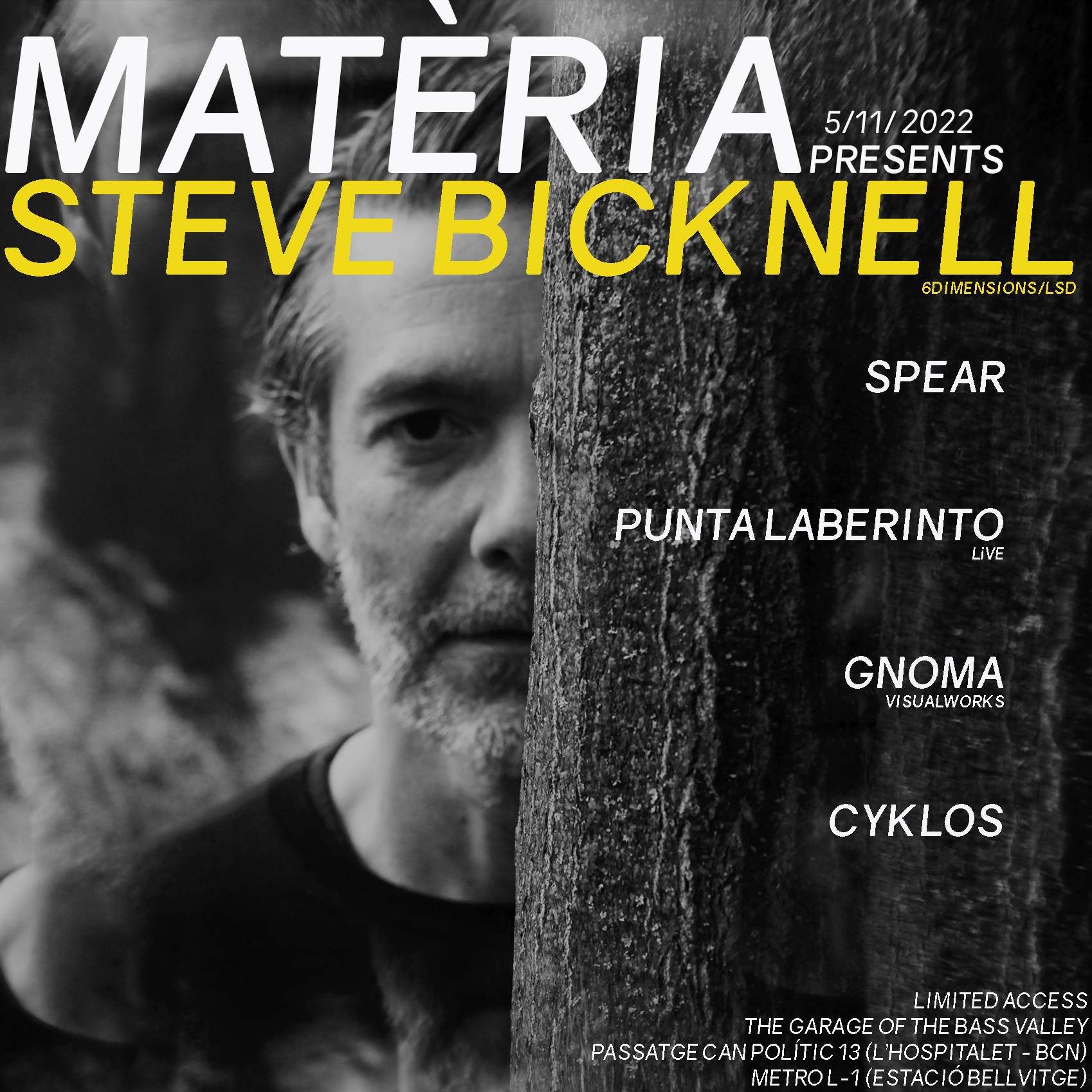 Matèria presents Steve Bicknell, Spear, Puntalaberinto (live), Cyklos ...