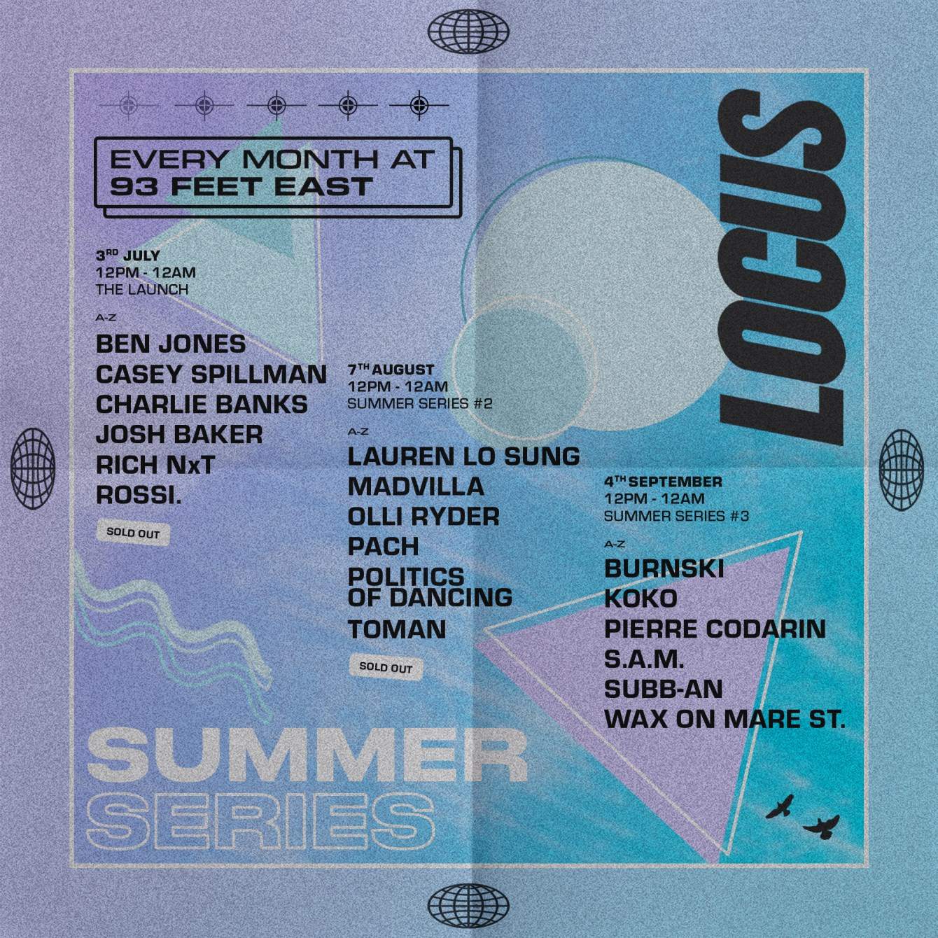Locus: Summer Series - August (12 Hour Rave) en 93 Feet East, London