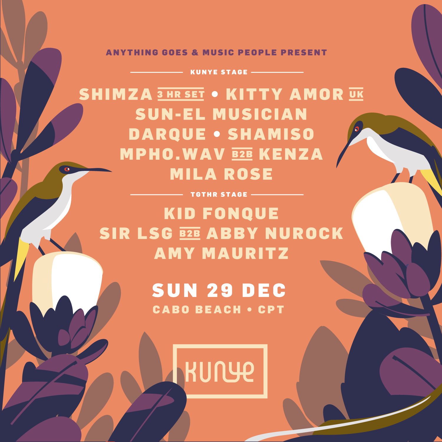 Kunye Cape Town, 29 December at Cabo Beach Club, Cape Town