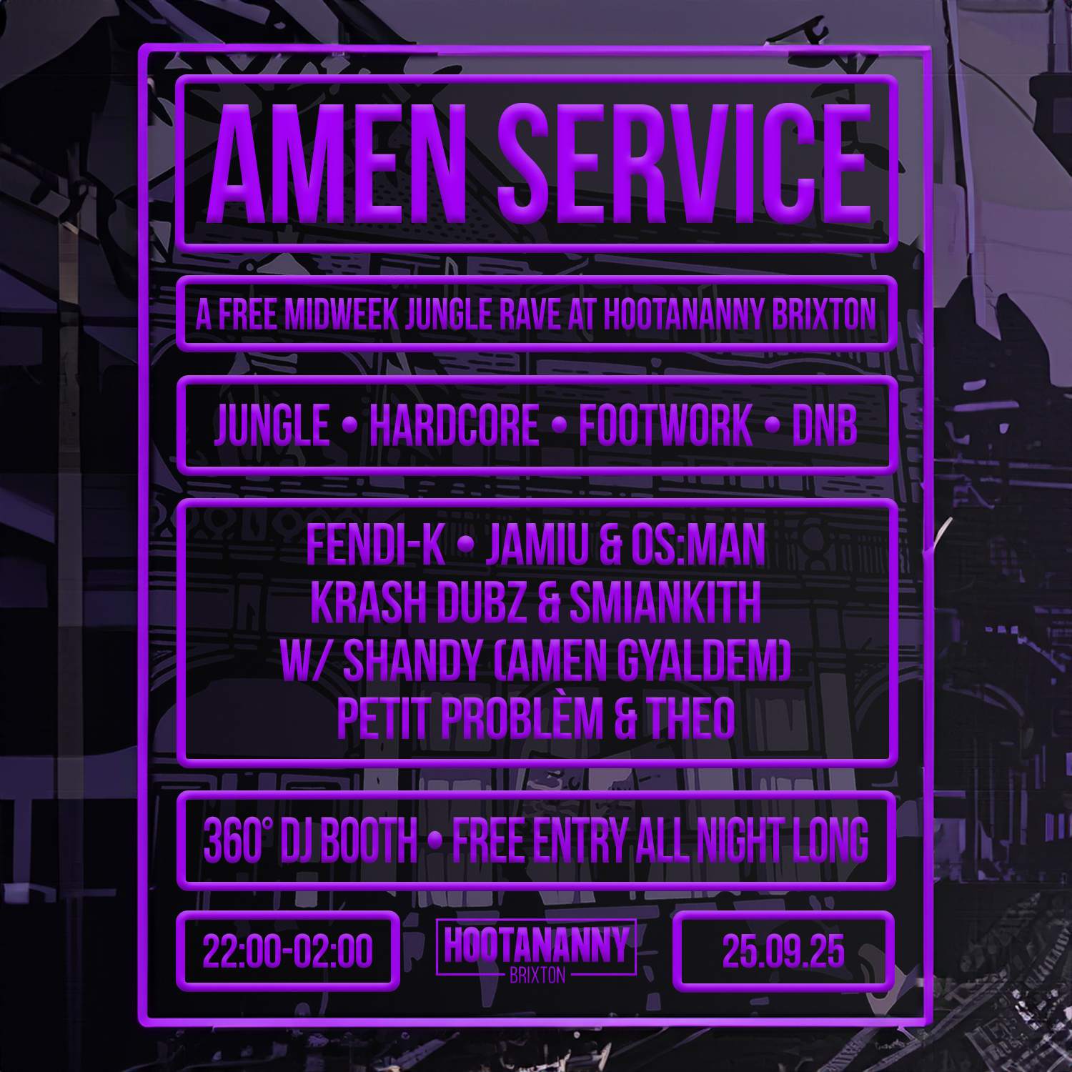 [CANCELLED] Amen Service: FREE JUNGLE RAVE at Hootananny Brixton ...