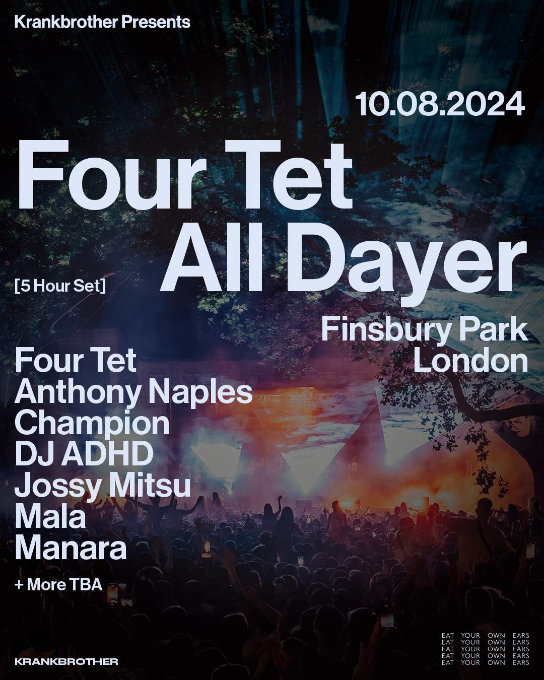 krankbrother presents: Four Tet All Dayer at Finsbury Park, London · Tickets