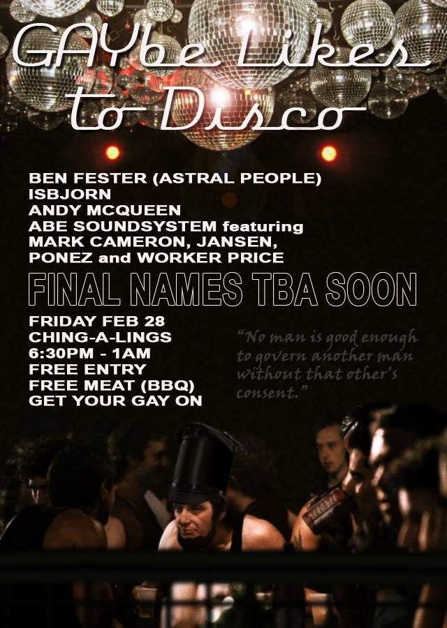 Gaybe Likes To Disco (Mardi Gras Eve) at Ching-a-Lings, Sydney