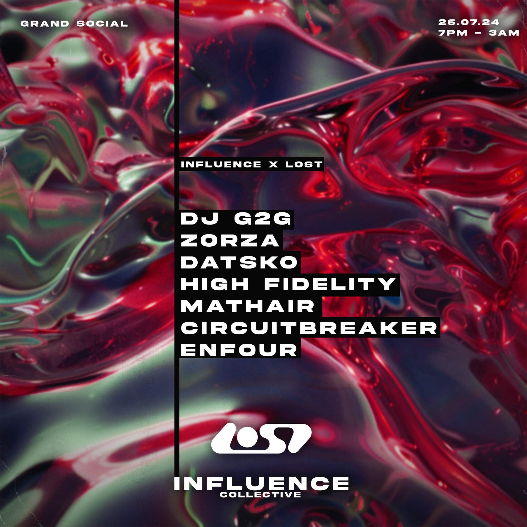 INFLUENCE x LOST PRESENTS: DJ G2G, Zorza & More at The Grand Social, Dublin