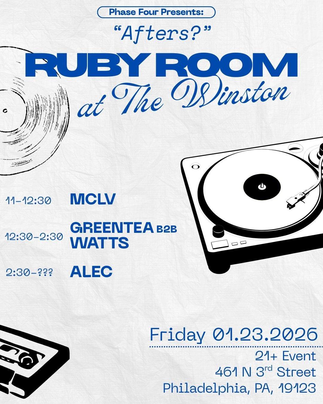 'Afters?' Ruby Room at The Winston at Ruby Room, Philadelphia