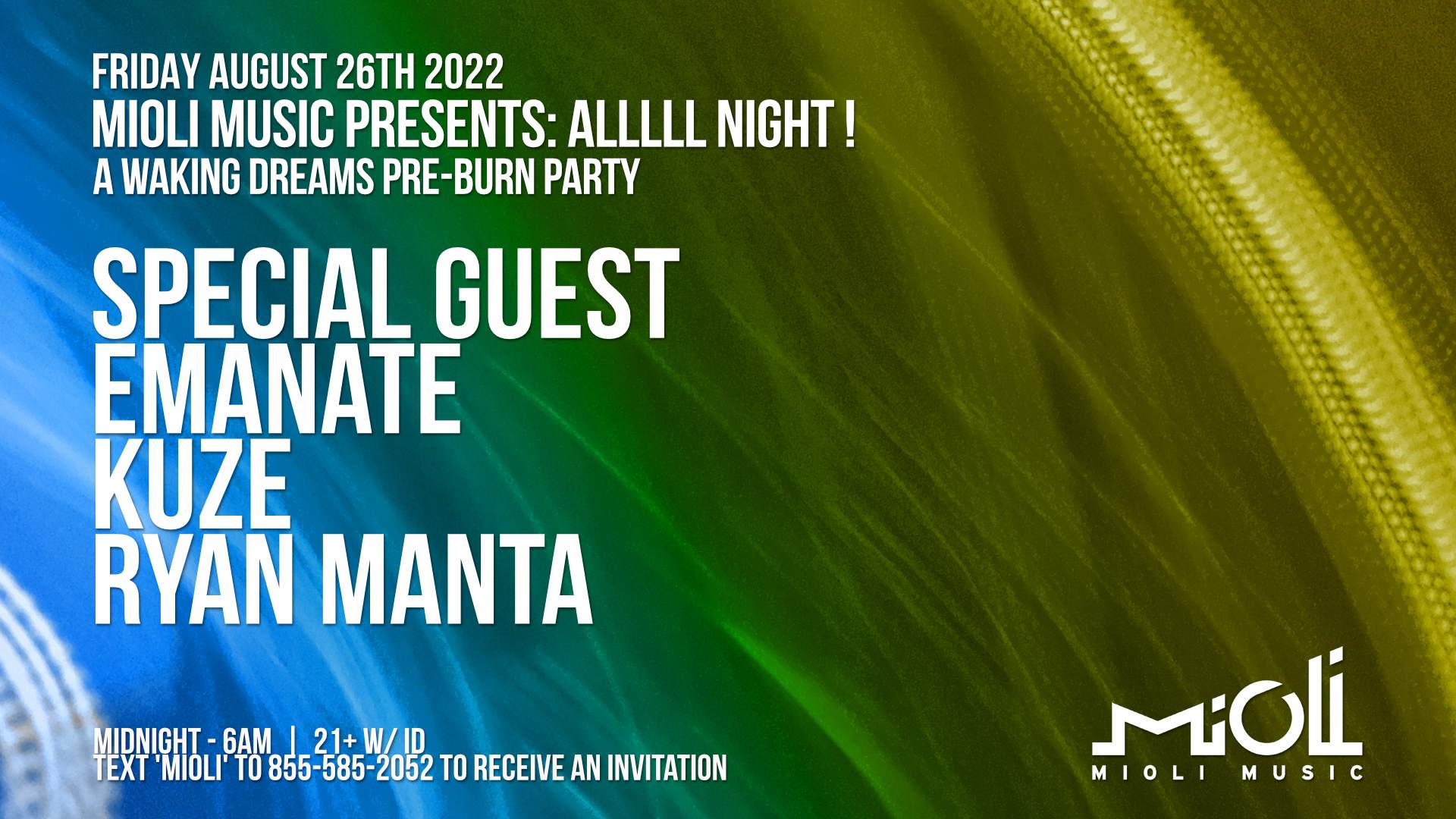 Mioli Music presents: All Night - A Waking Dreams Pre-Burn Party at TBA ...