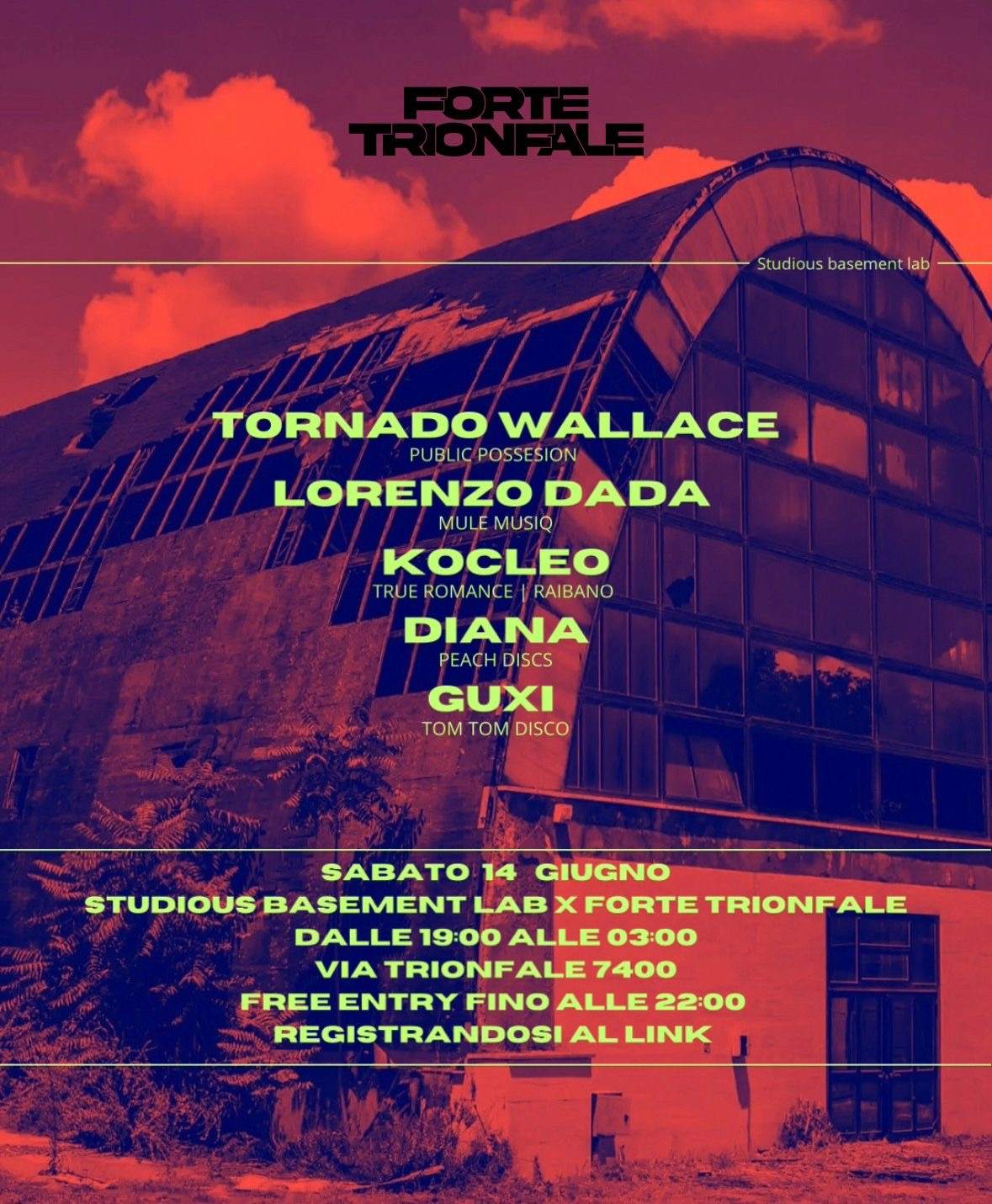 BSMNT pres. Tornado Wallace at TBA - FORTE TRIONFALE, Rome