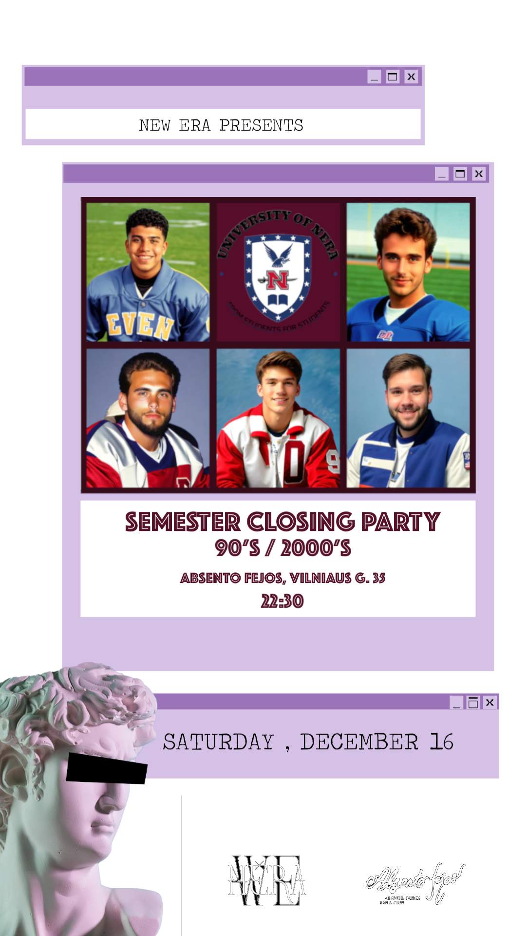 SEMESTER CLOSING PARTY // 90's & 00's at TBA - ABSENTO FEJOS, Lithuania