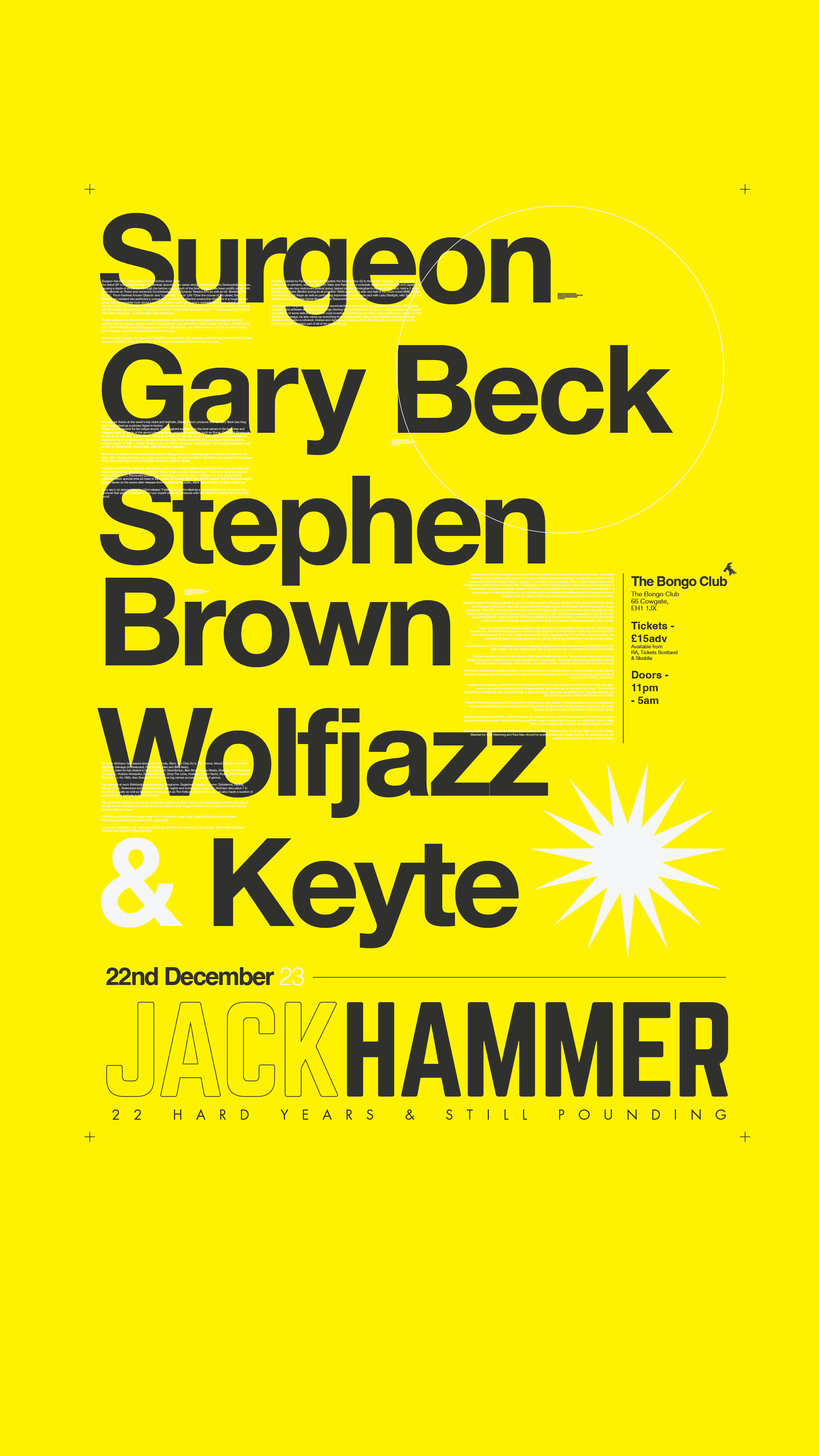 Jackhammer with Surgeon, Gary Beck and Stephen Brown at The Bongo Club, Edinburgh