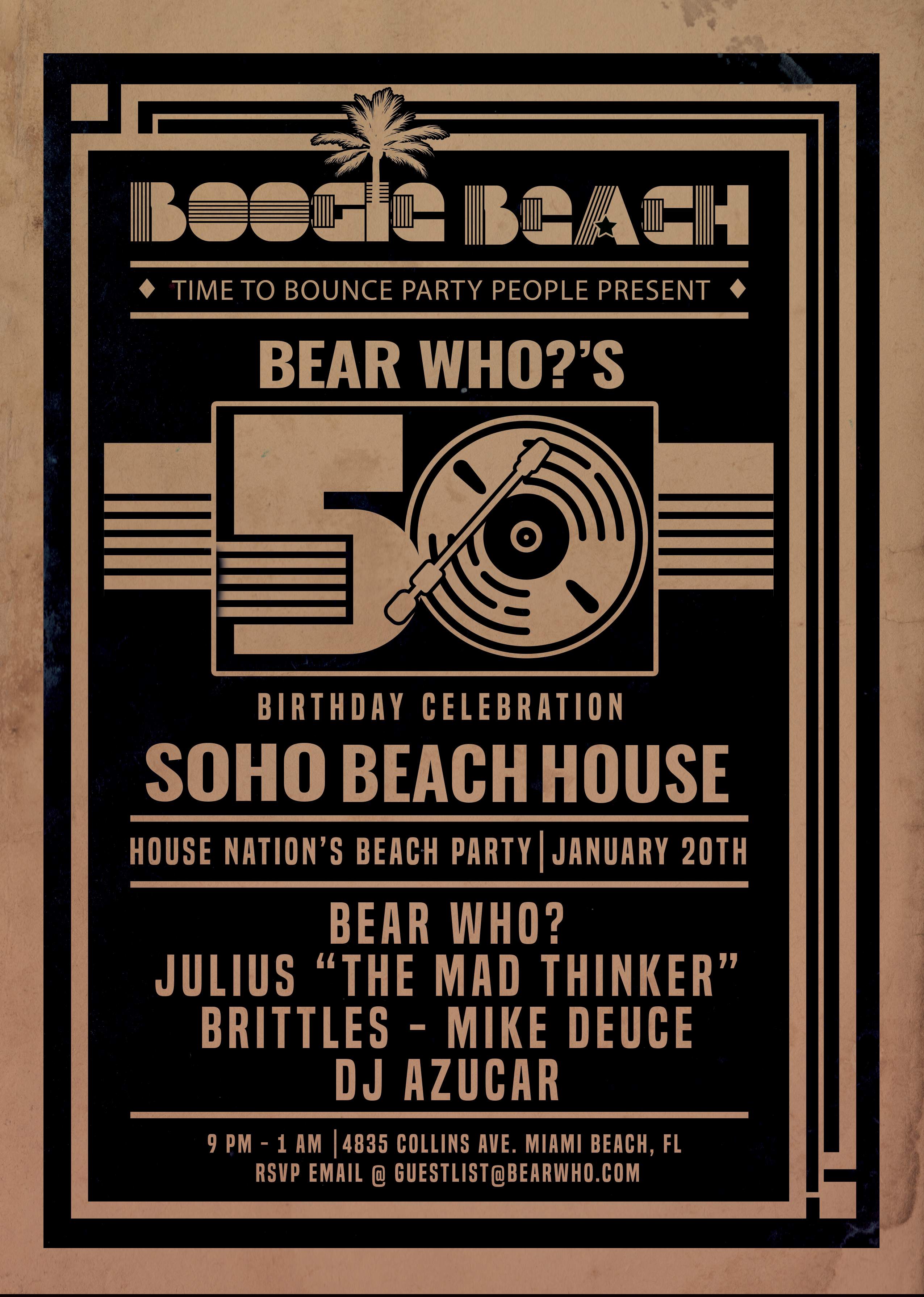 Boogie Beach / Bear Who?s Birthday Party bei Soho Beach House, Miami