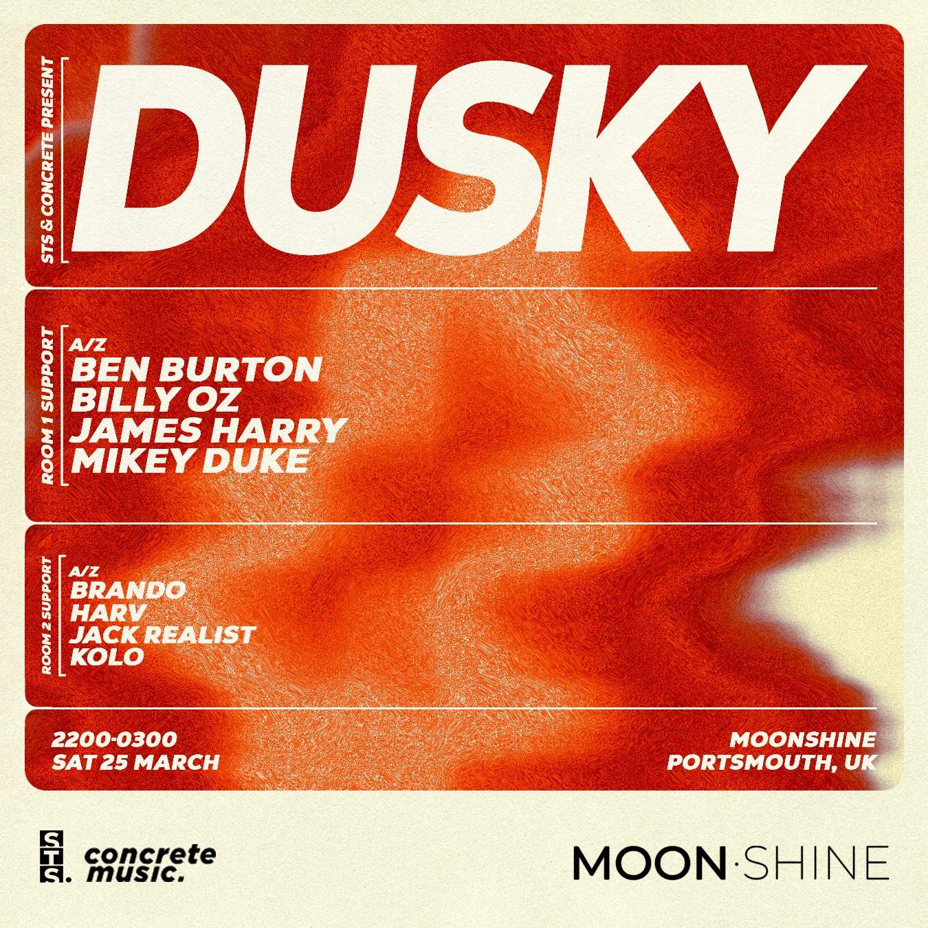 Concrete Music & Slap present: Dusky at Moonshine, South + East