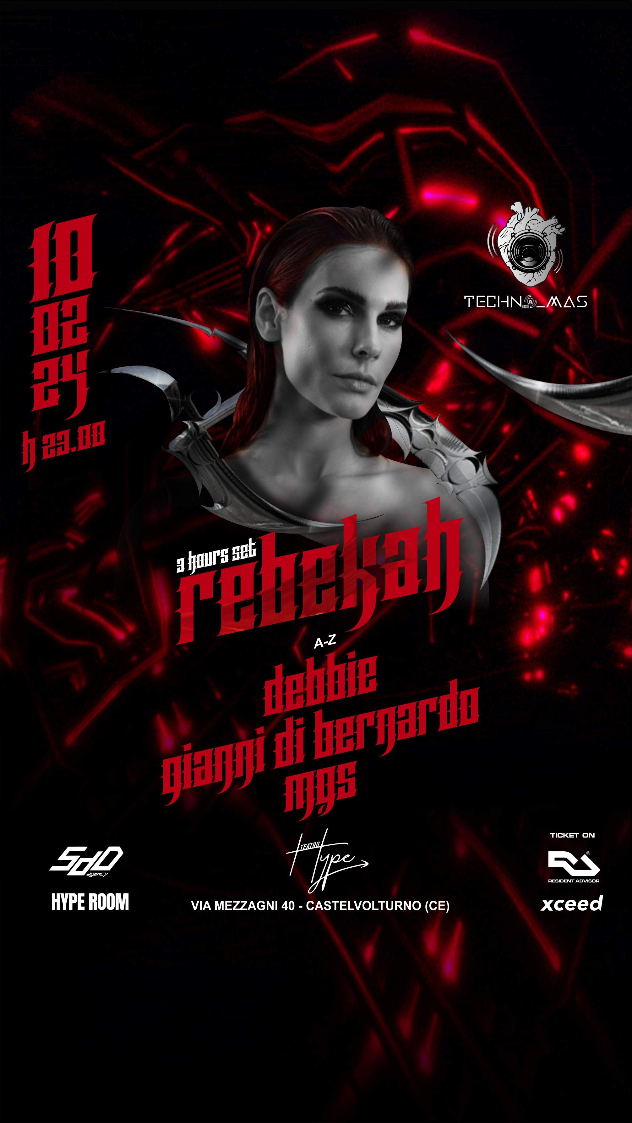 TECHNO_MAS presents: 'Rebekah 3 hrs set' bei TBA - Teatro Hype, Neapel