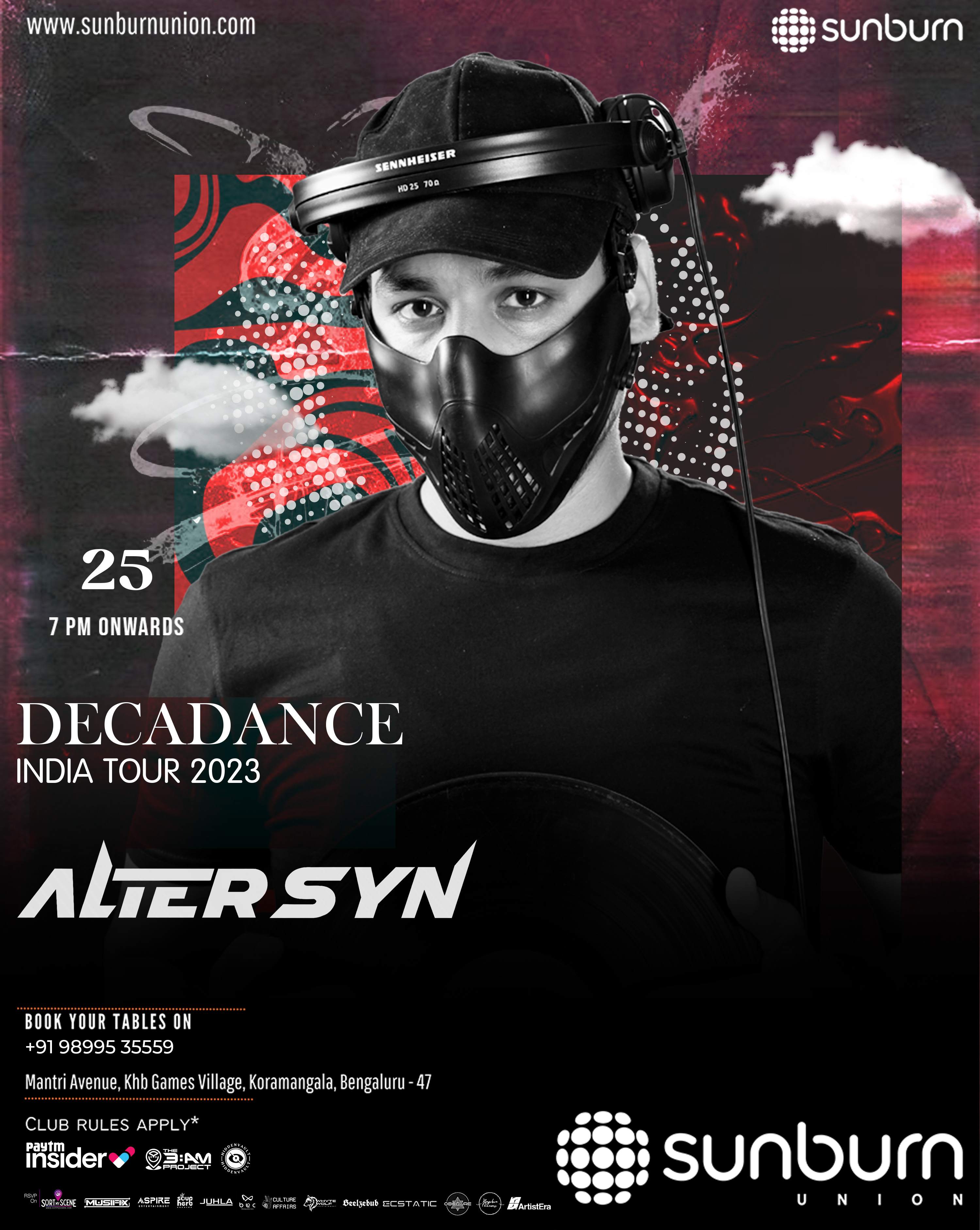 Decadance India Tour at TBA - Sunburn Union, Bangalore