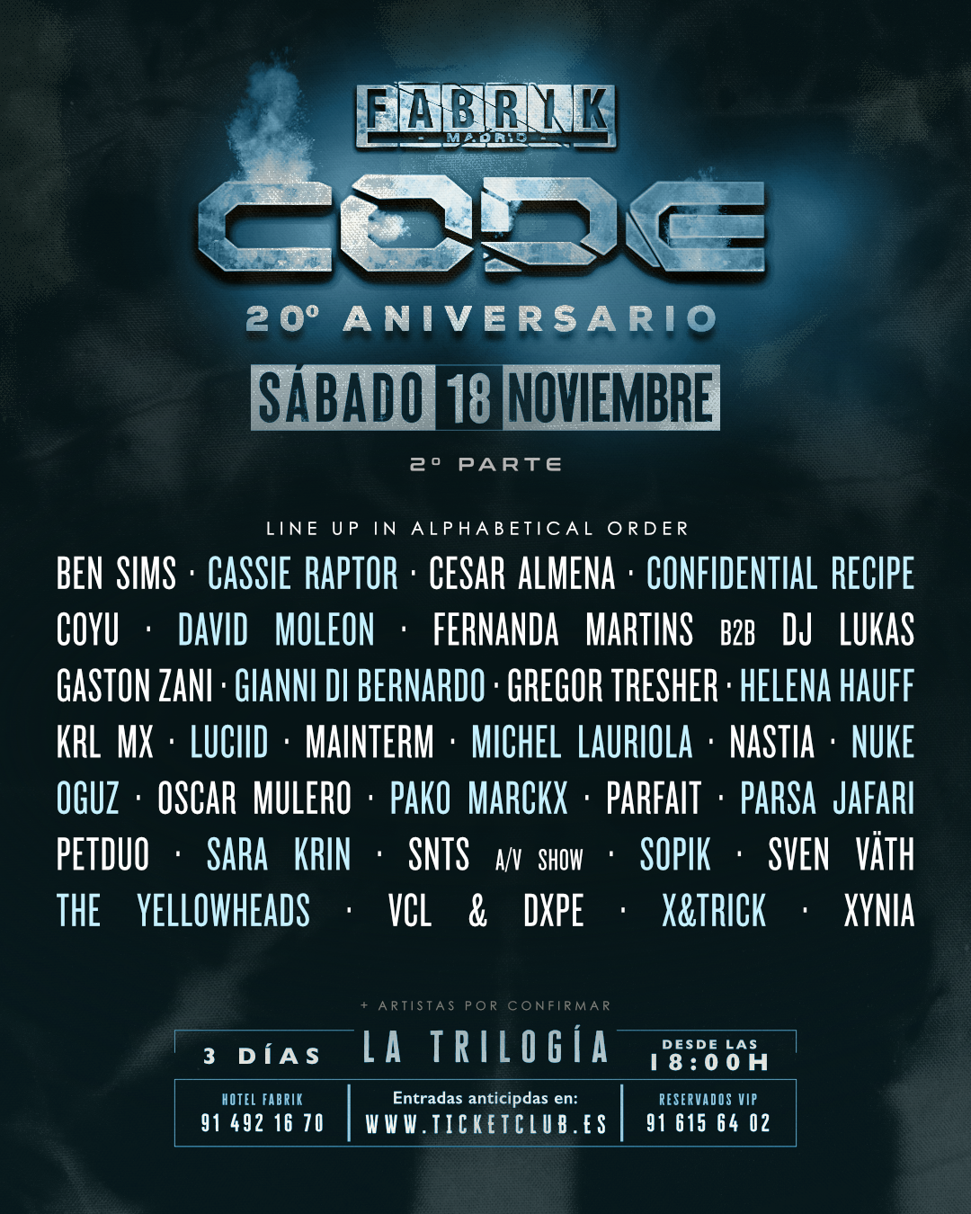 CODE 20 Aniversario (segunda parte) at Fabrik, Madrid