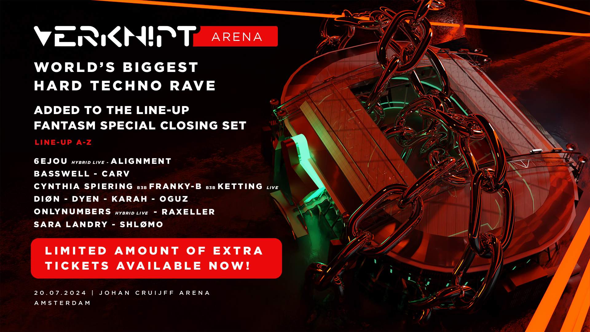 VERKNIPT ArenA | World's biggest hard techno rave at Johan Cruijff ...