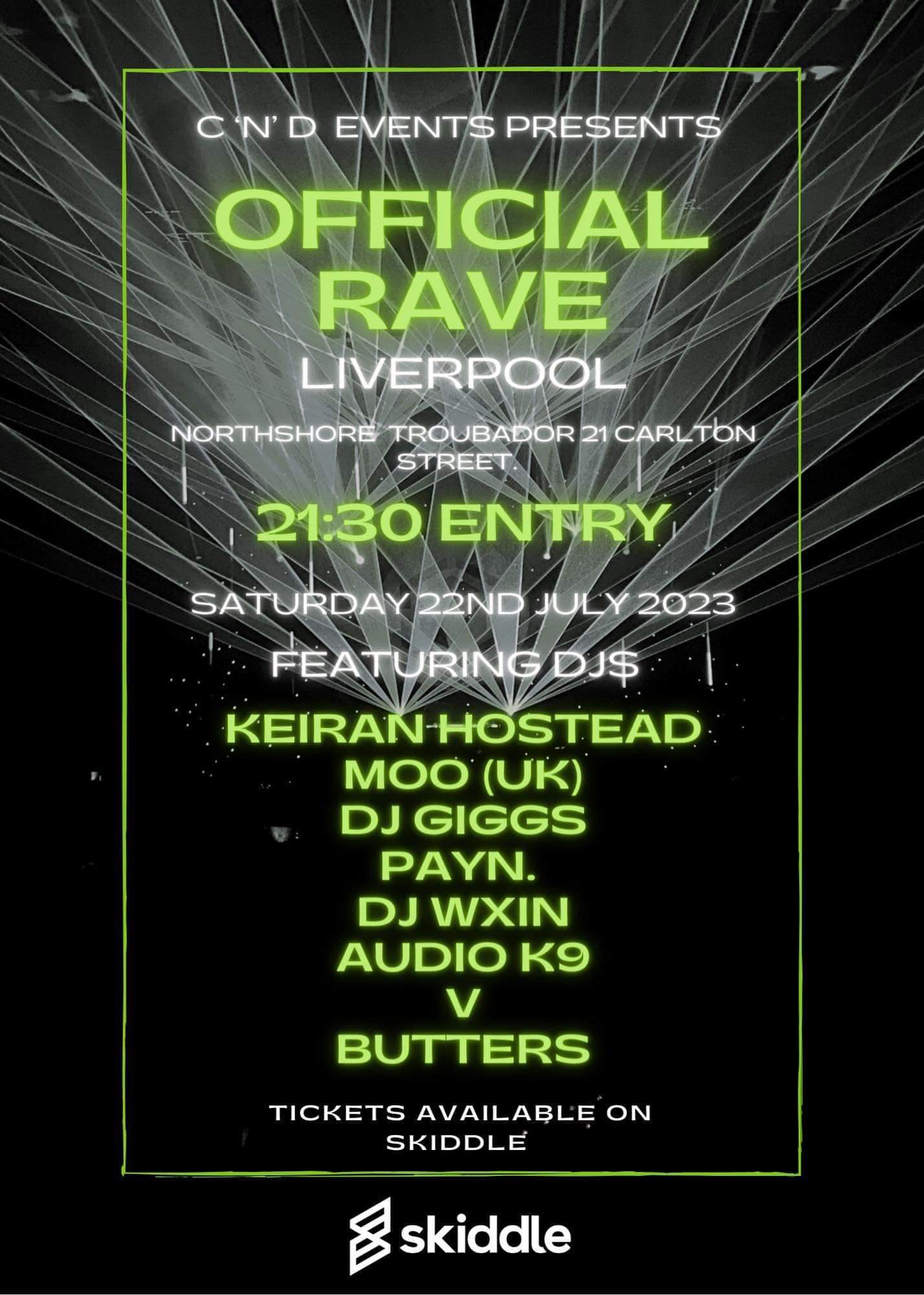 Official Rave at North Shore Troubadour, Liverpool