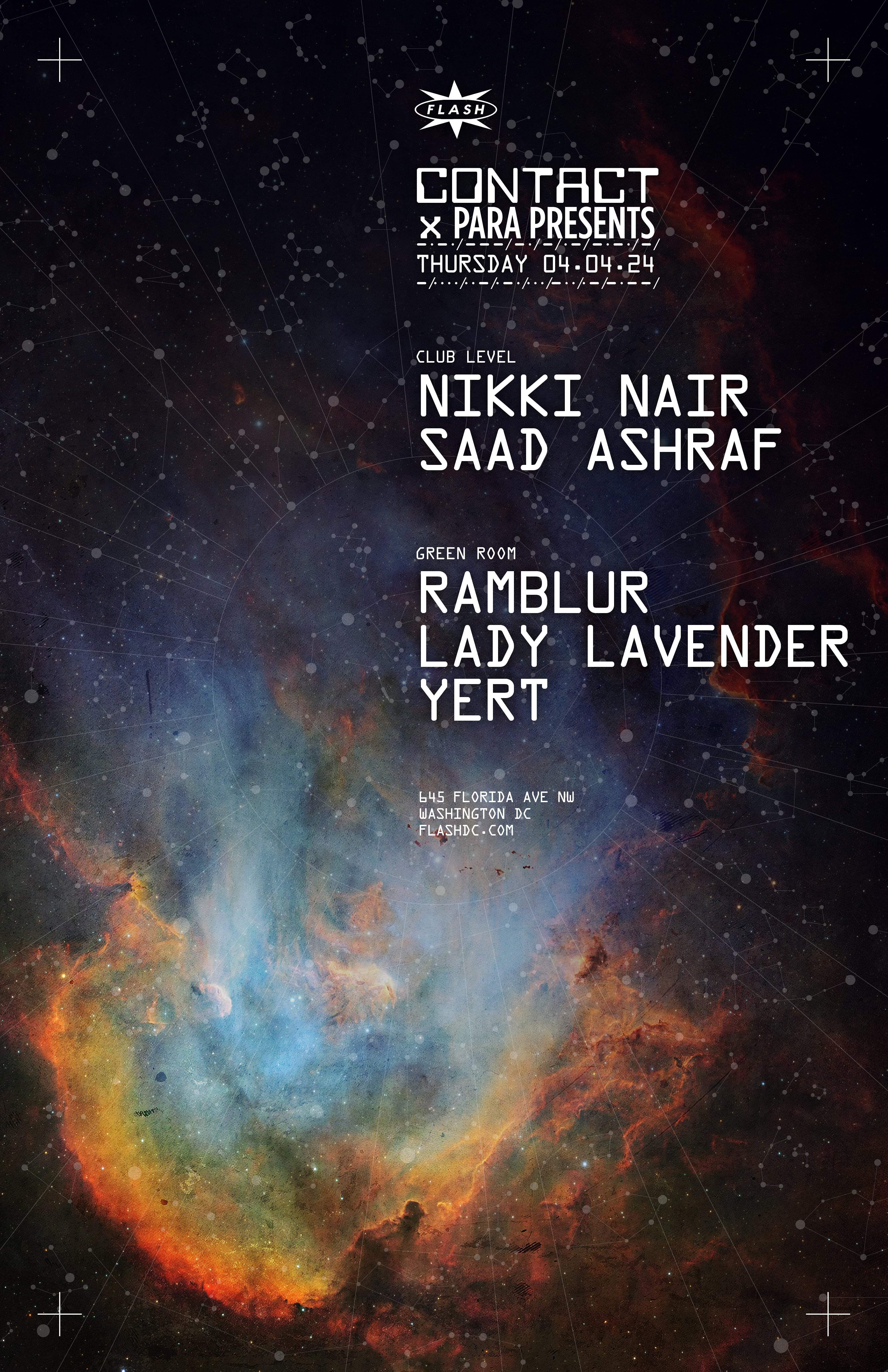CONTACT x Para presents: Nikki Nair - Saad Ashraf at Flash, Washington DC