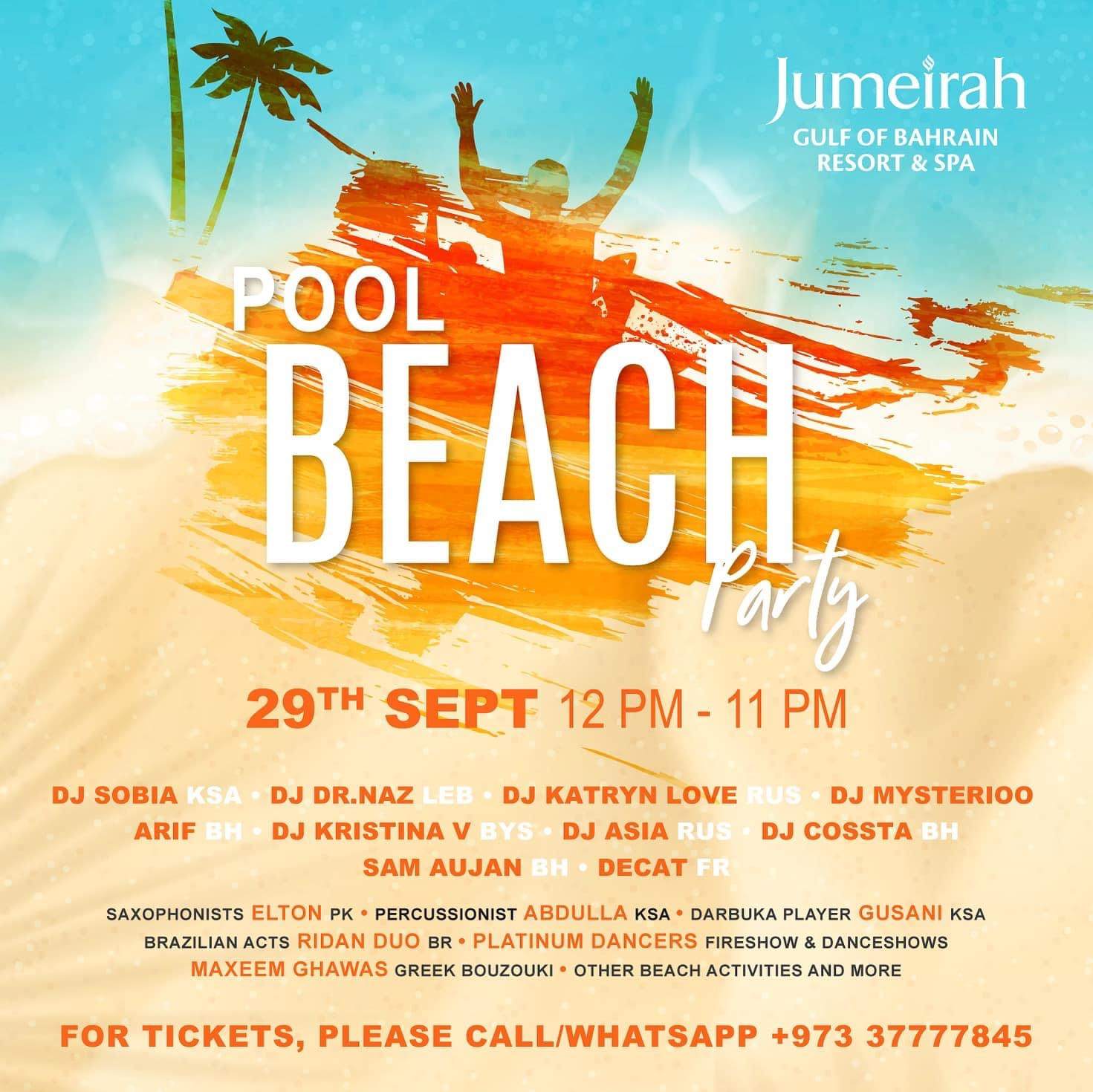 Beach & Pool party at Jumeirah Gulf of Bahrain en TBA - Jumeirah Gulf ...