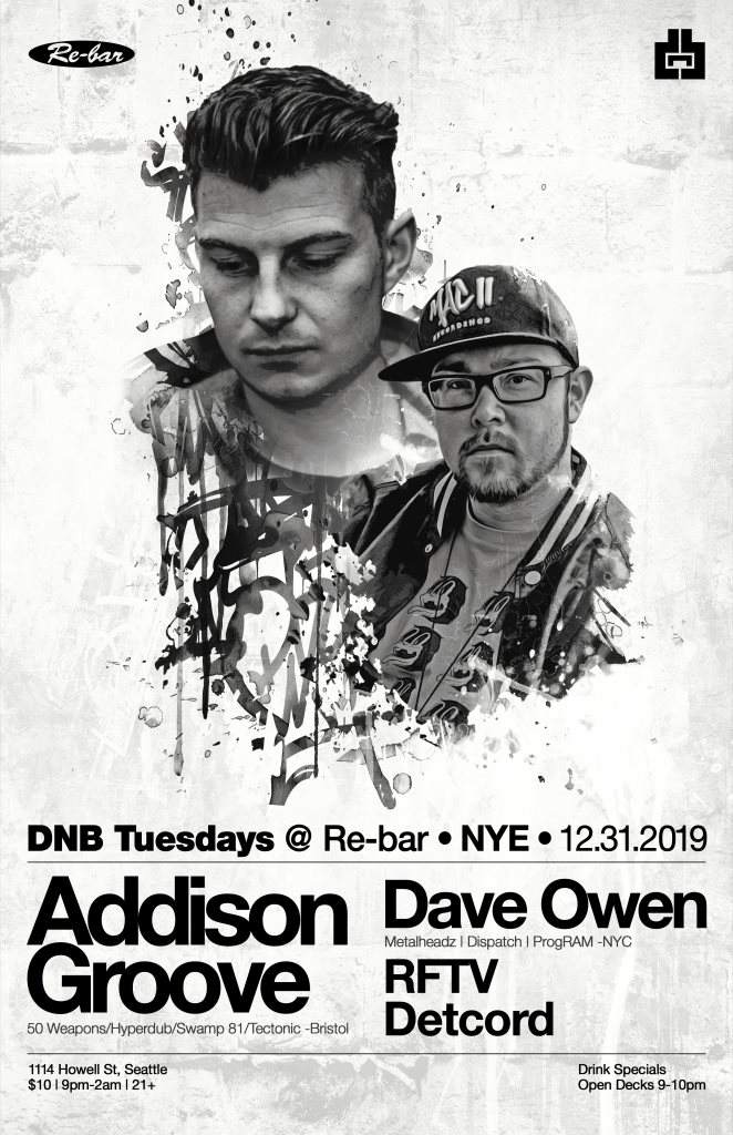 DnB Tuesdays NYE with Secret Headliner, Dave Owen, Rftv, Detcord at Re ...