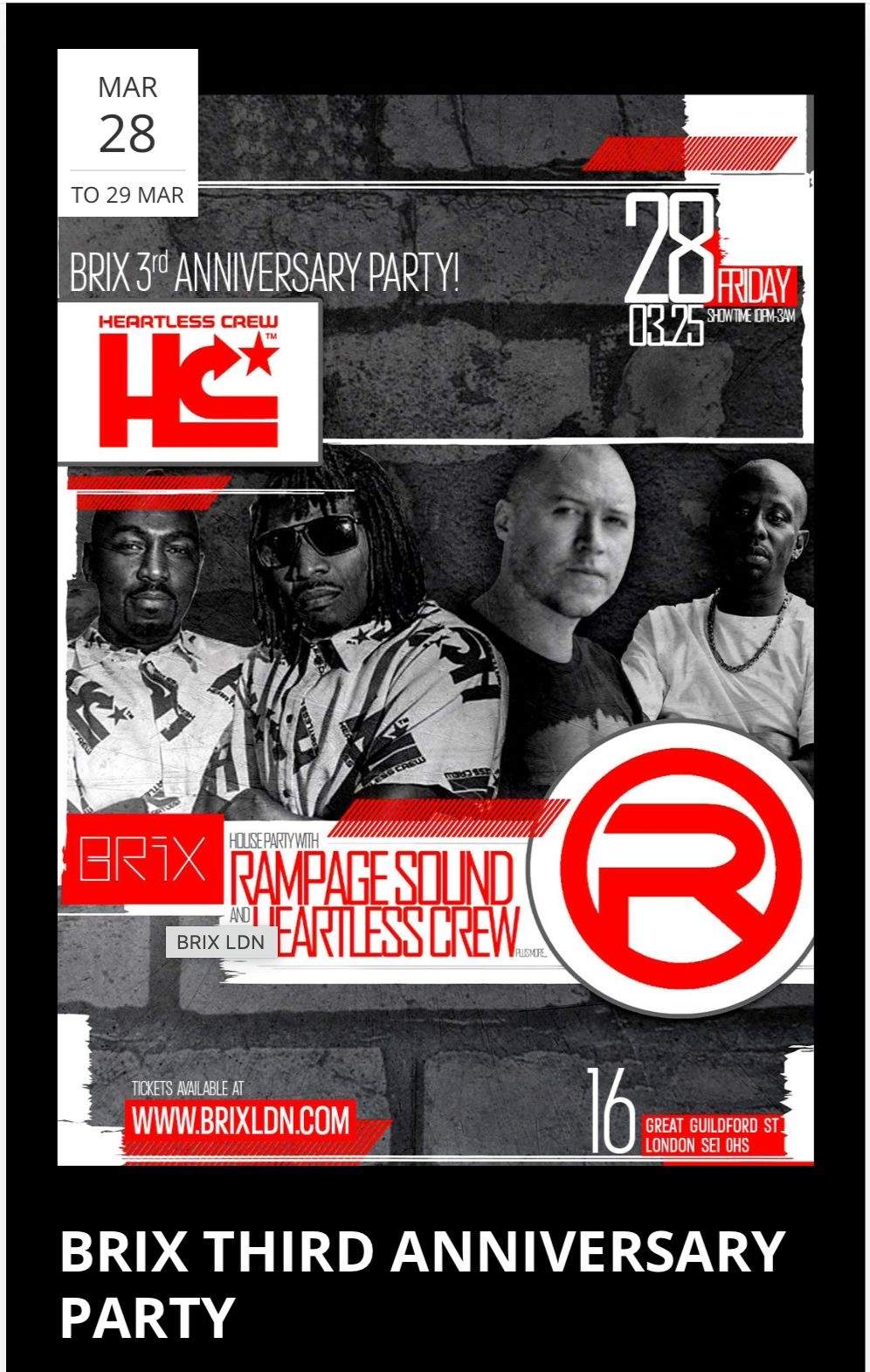 Heartless Crew x Rampage Sound at BRIX at Brix LDN, London