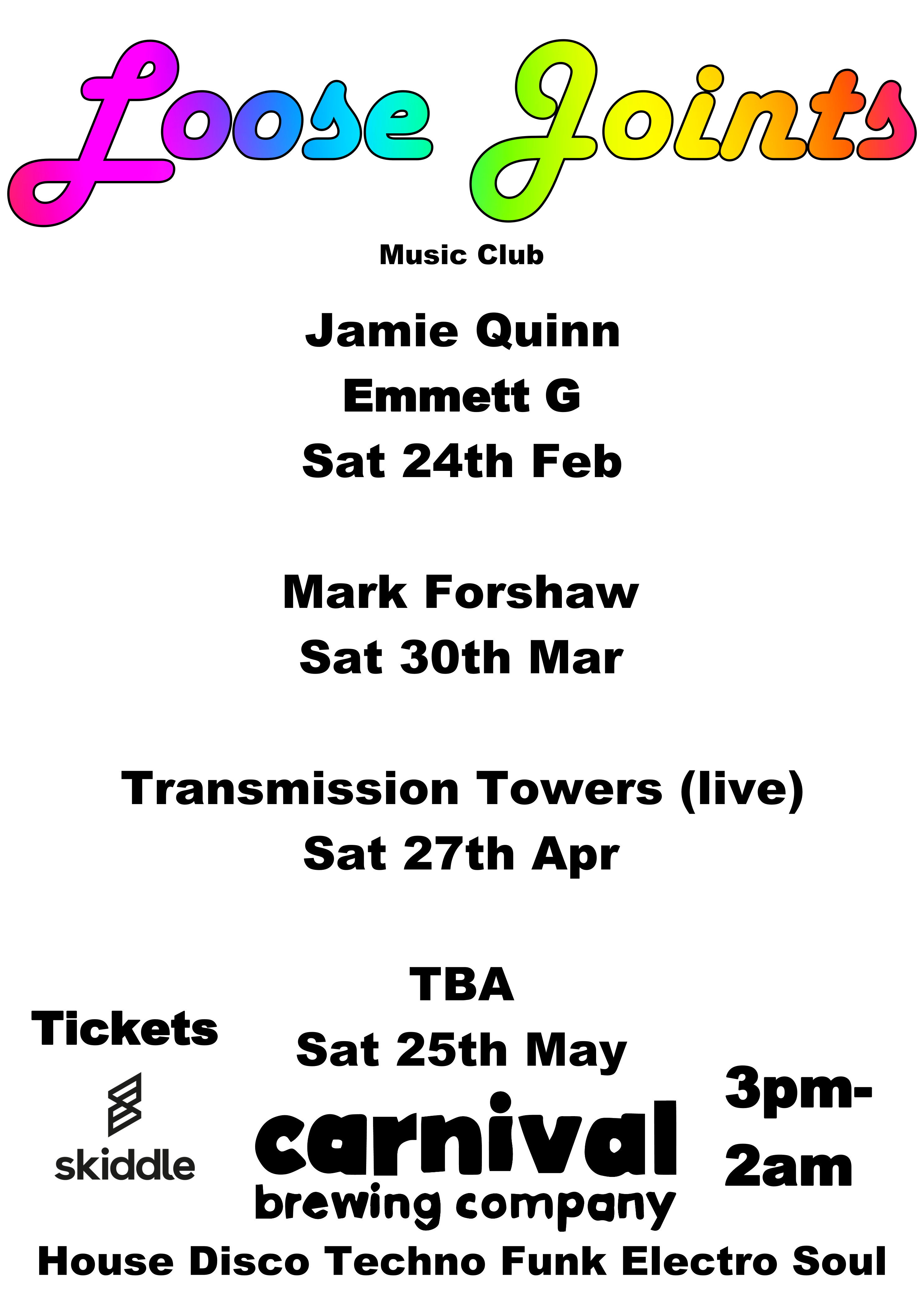 Loose Joints Music Club February at TBA - Carnival Brewing Company, Liverpool