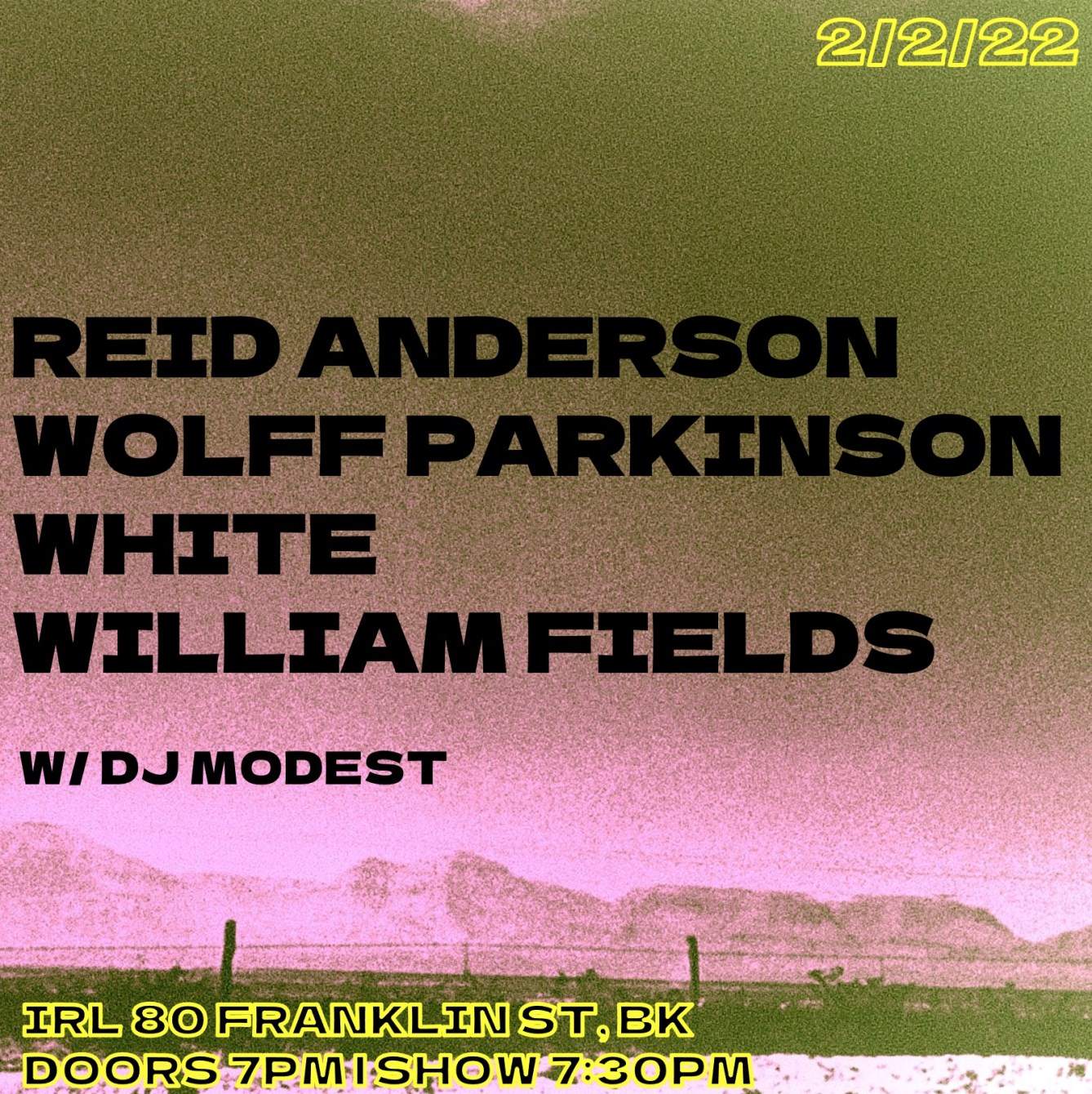 William Fields, Wolff Parkinson White, Reid Anderson bij IRL, New York City