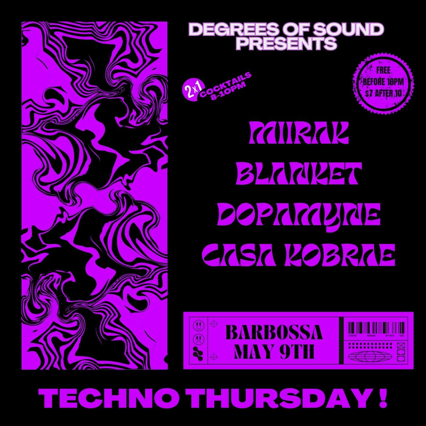 TECHNO THURSDAY BY DEGREES OF SOUND at Barbossa, Montreal