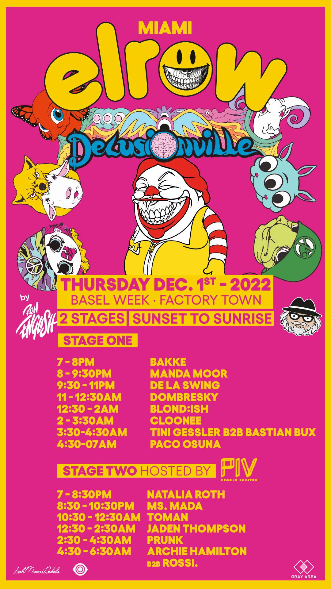 elrow Delusionville × Basel Week 2022 at Factory Town, Miami