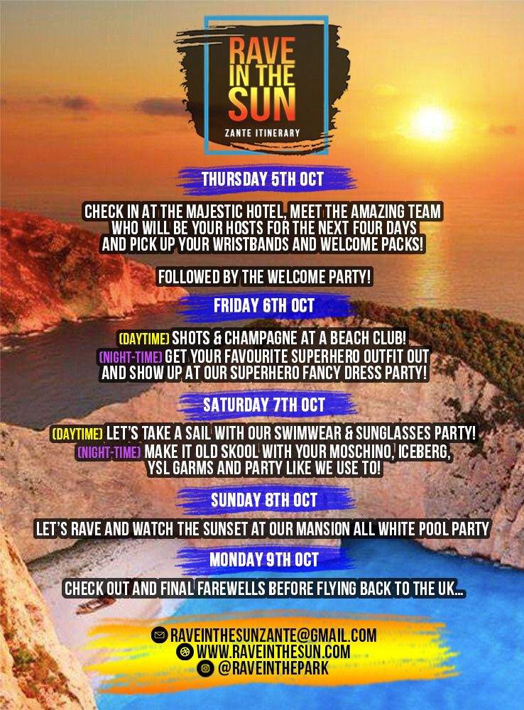 RAVE IN THE SUN Zante Greece at Zante Greece, Greece