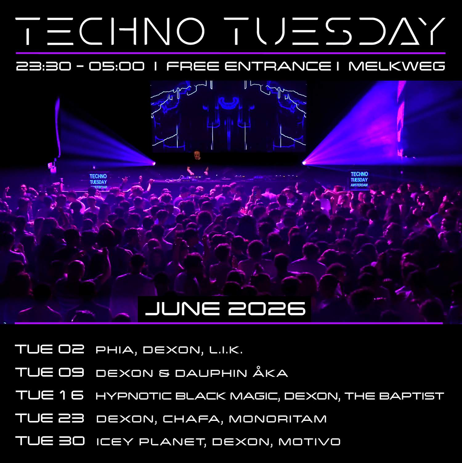 Techno Tuesday Amsterdam, Hypnotic Black Magic, Dexon, The Baptist at ...